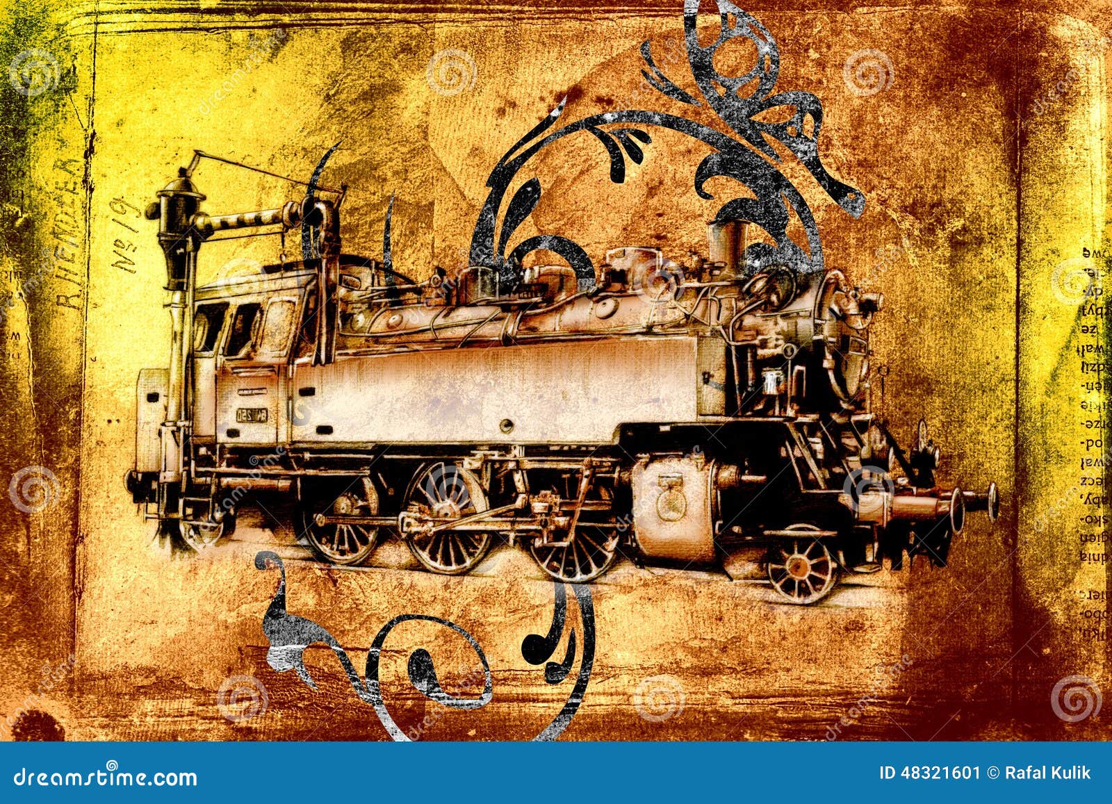 Old Steam Locomotive Engine Retro Vintage Stock Illustration ...