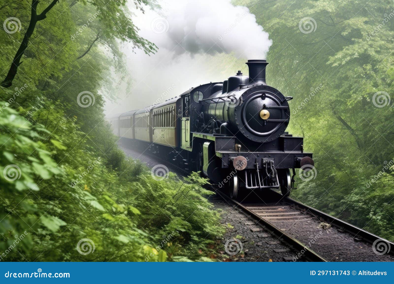Old Steam Train Approaching in Dense Mist Stock Image - Image of ...