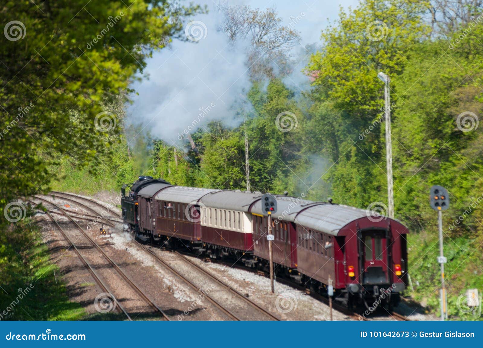 Old steam train in Denmark stock image. Image of nature - 101642673