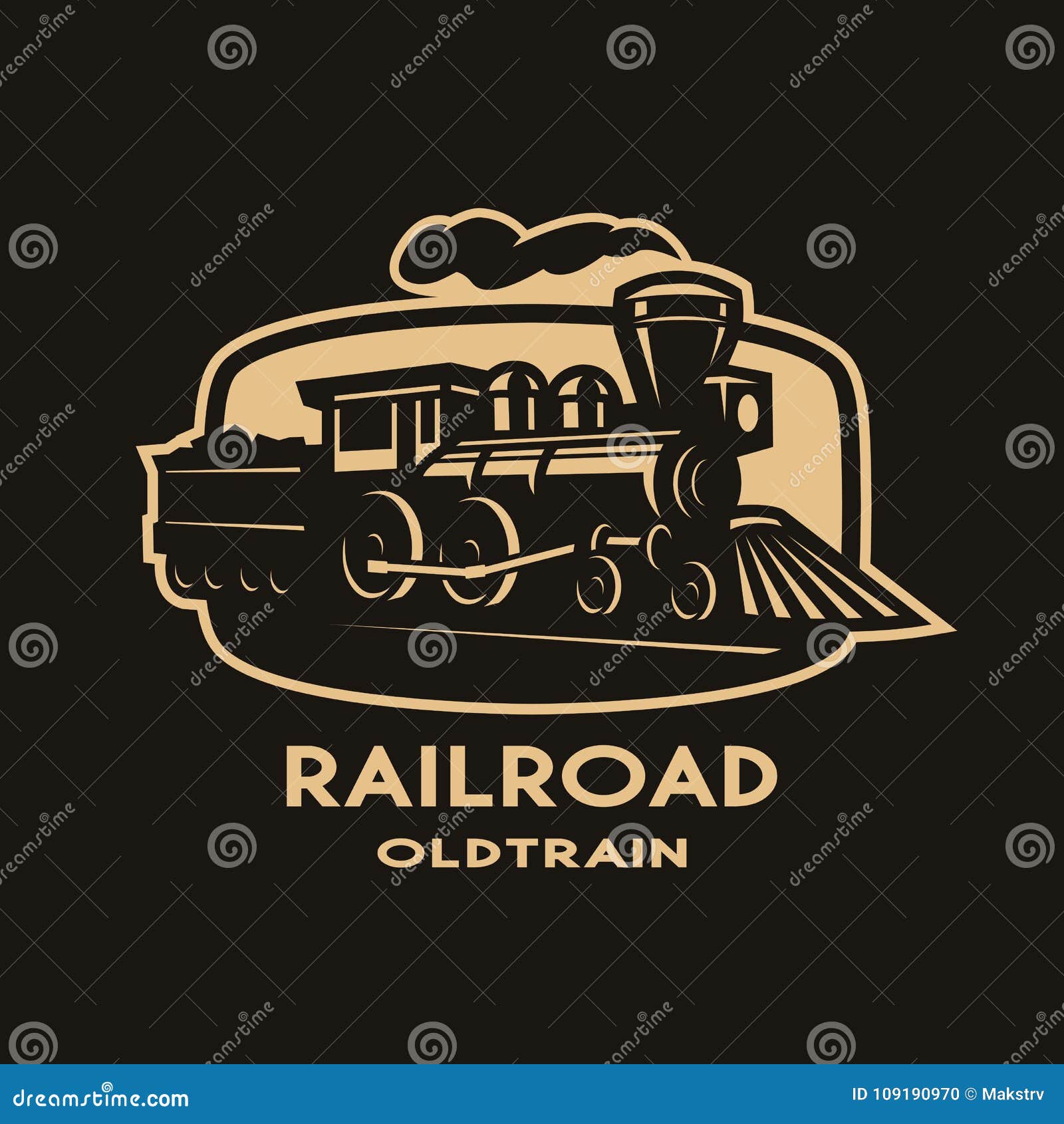Old Steam Train Emblem, Logo. Stock Vector - Illustration of background ...
