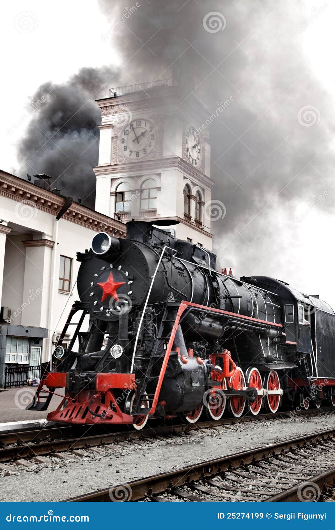 Old Steam Train is Leaving a Station Stock Image - Image of retro ...