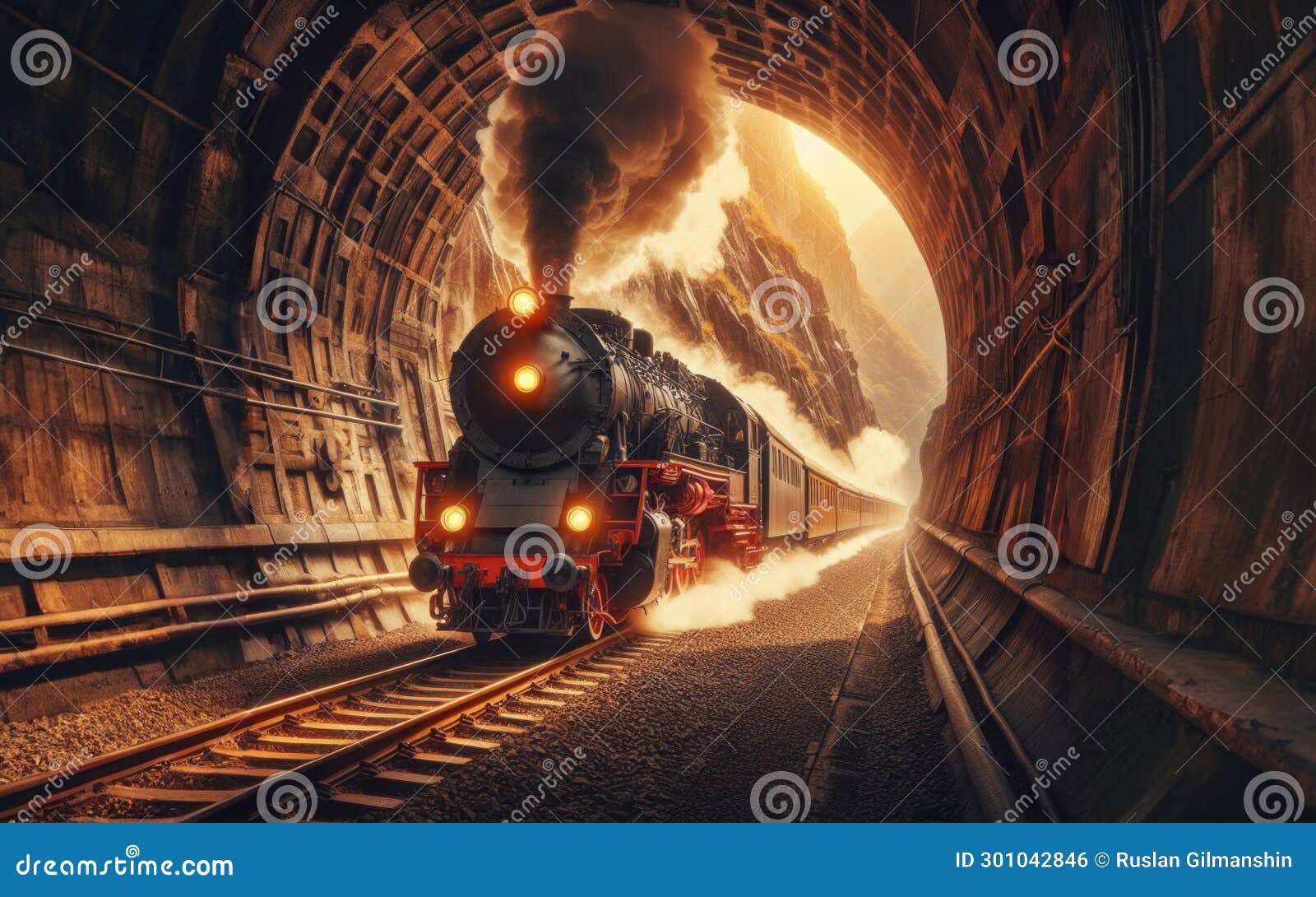 Tunnel And Steam Narrow-gauge Railway. Stock Photography ...