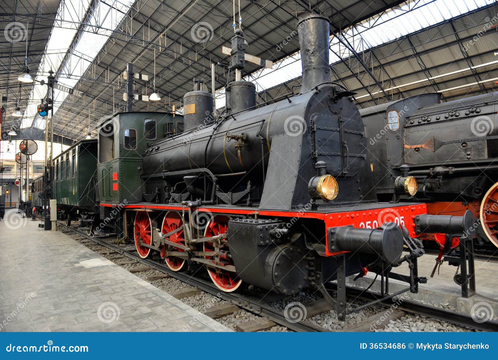 Old Steam Train on the Railway Station Stock Photo - Image of black ...