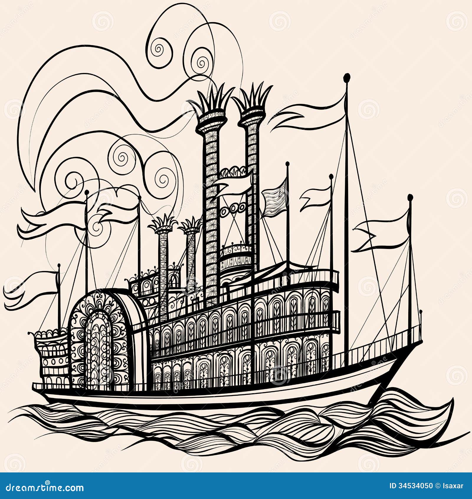 Old steamboat stock vector. Illustration of vintage, tourist - 34534050
