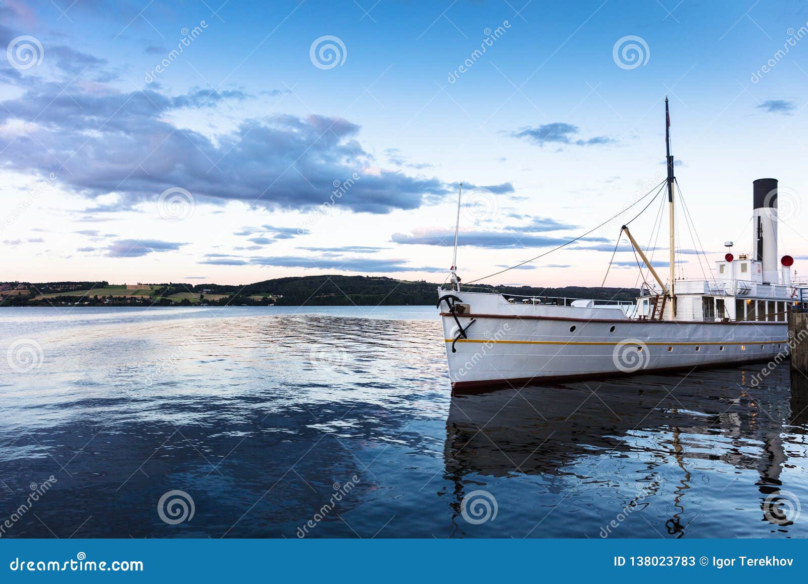 Old steamer on a lake stock image. Image of steam, reflection - 138023783