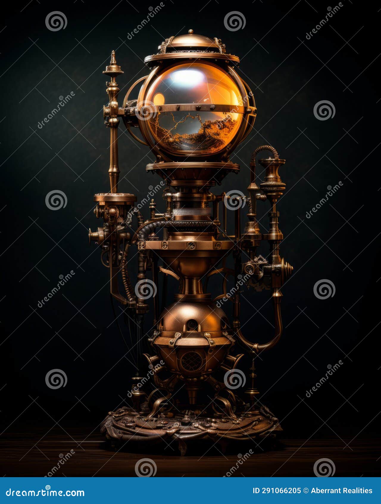 An Old Steampunk Machine with a Glass Sphere on Top of it Stock Image ...