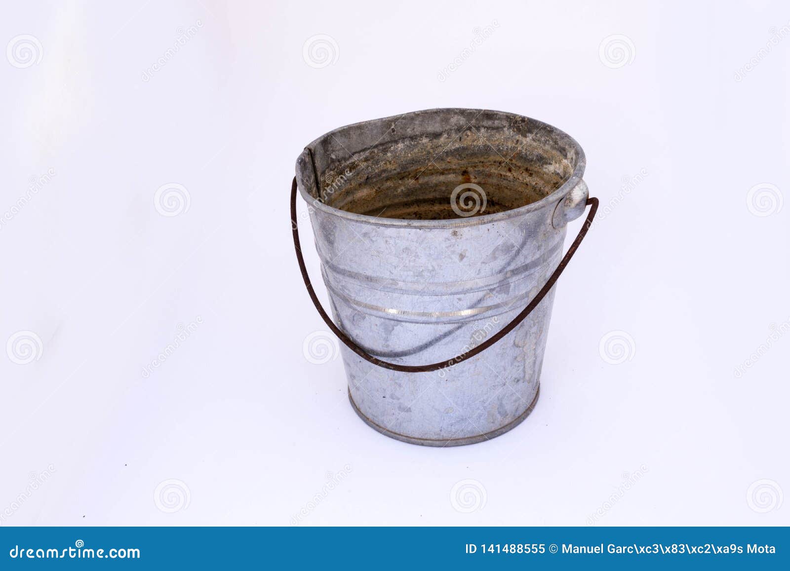 Old steel bucket stock image. Image of metal, silver - 141488555