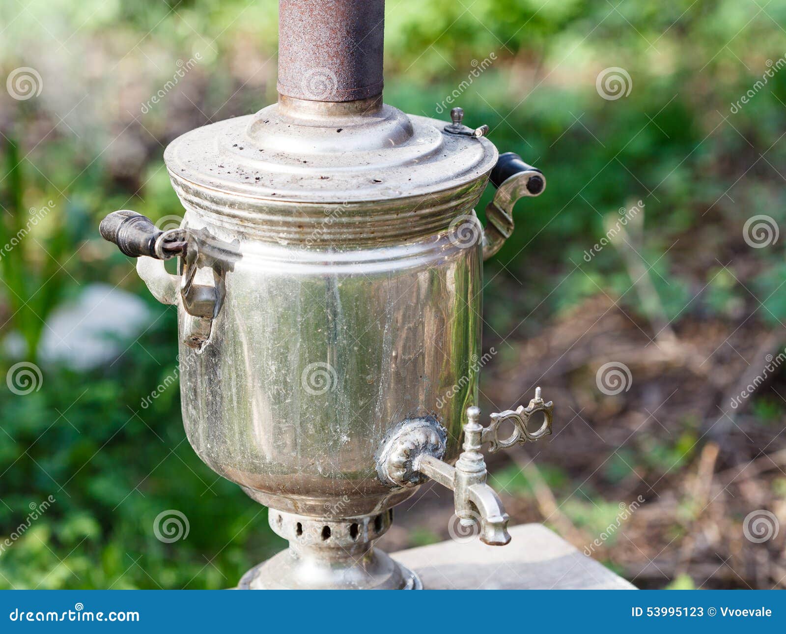 Old Steel Samovar - Boiling Kettle Stock Image - Image of metallic ...