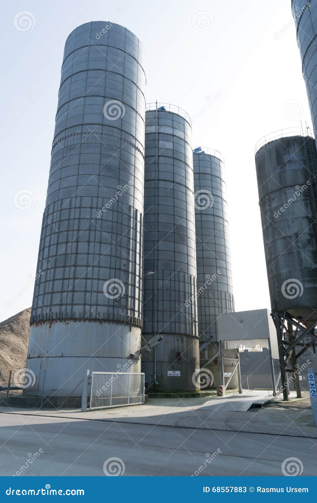 Old Steel Silos with White Cement Stock Image - Image of silos, white ...