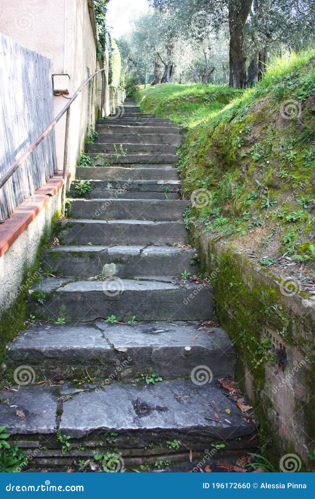 Old Steep Stairway Uphill in Rock, Long Endless. Path that Runs Along ...