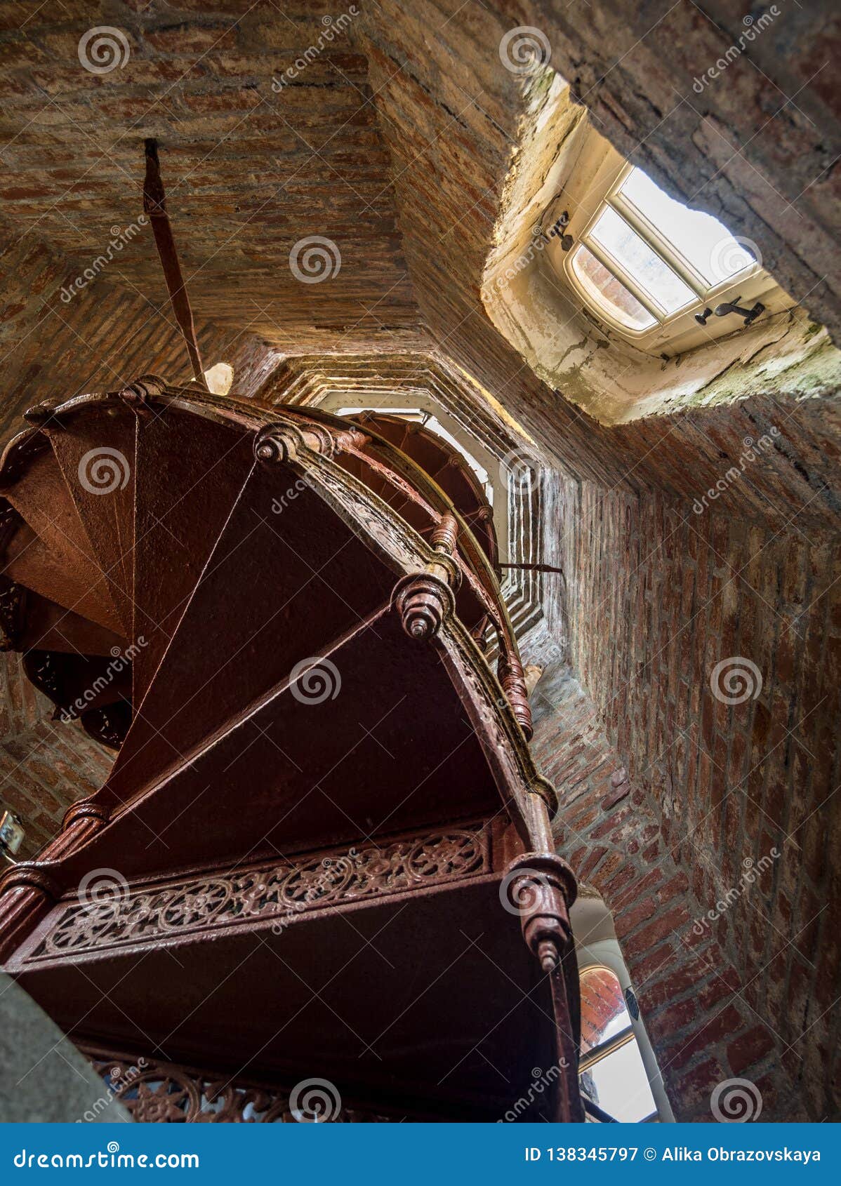 Old Steps Down from the Red Brick of the Old Lighthouse in Lithuania ...