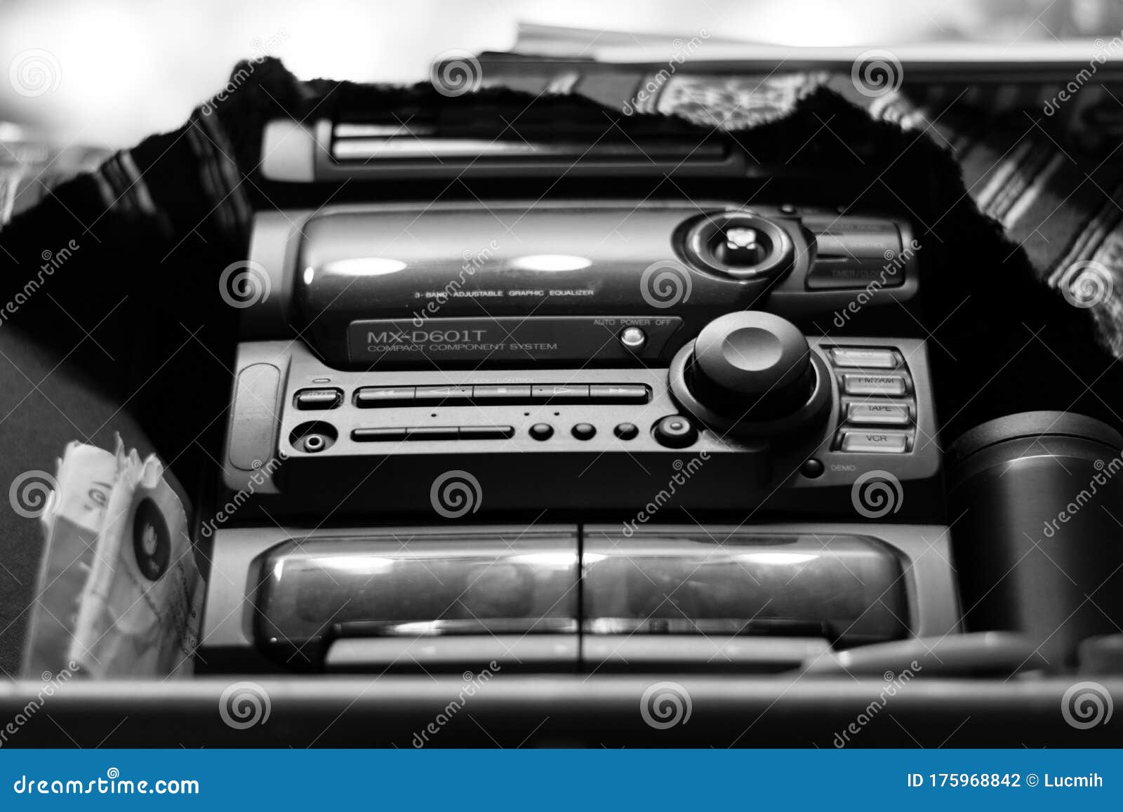An Old Stereo Sound System Photographed in Black and White Stock Photo ...