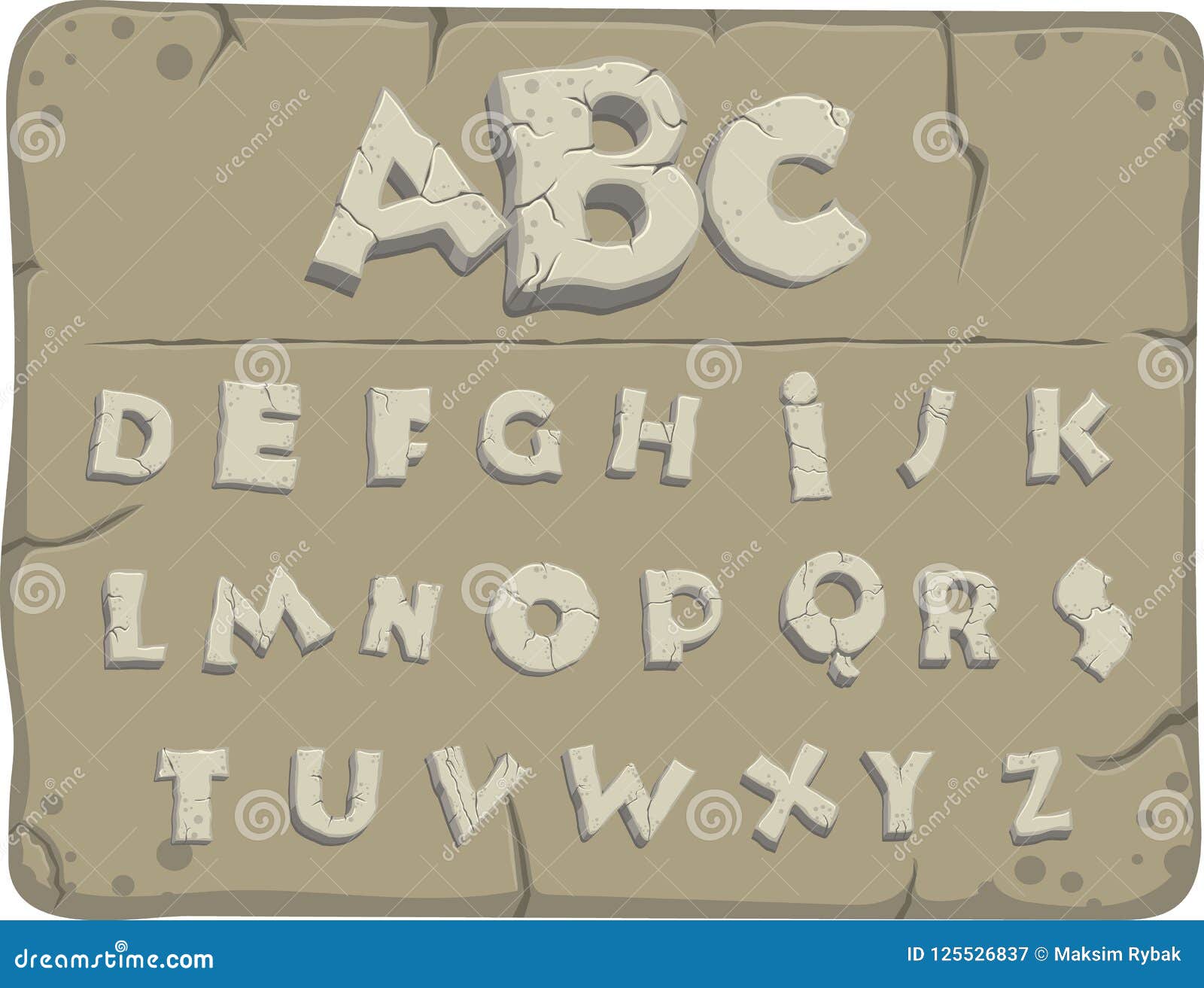 Old stone alphabet stock vector. Illustration of stylized - 125526837