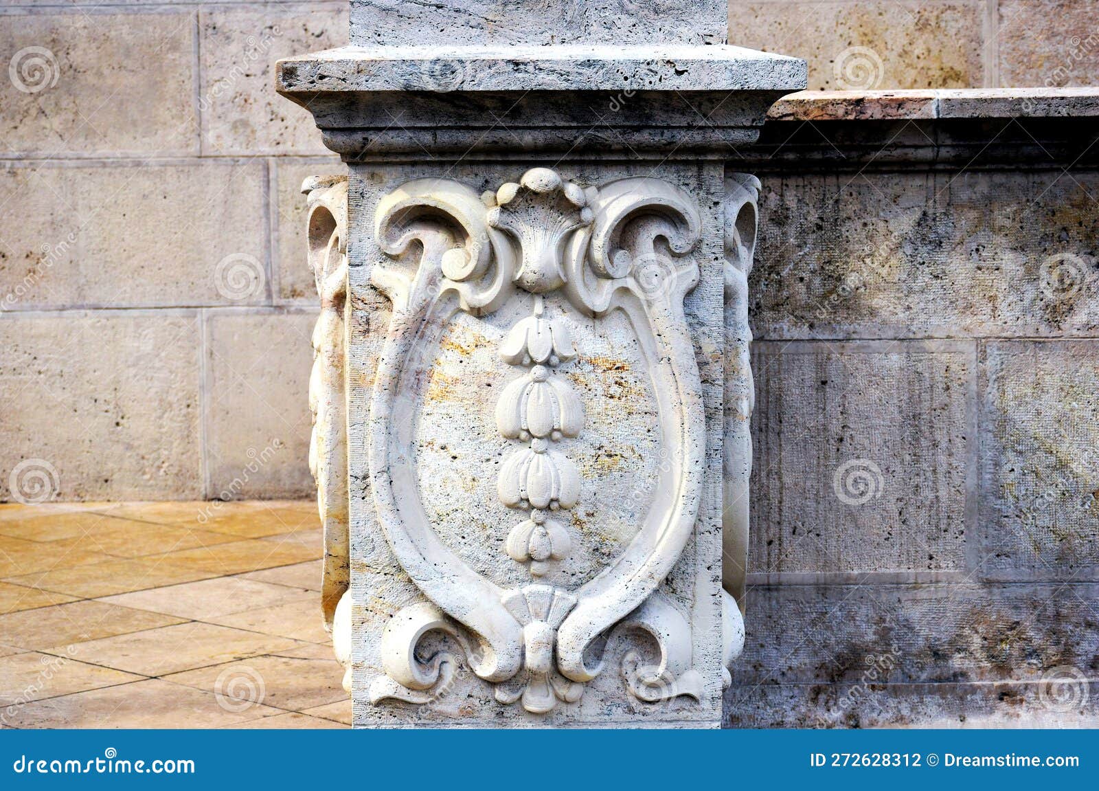 Stone Balustrade and Low Wall Detail with Soft Stone Texture in the ...