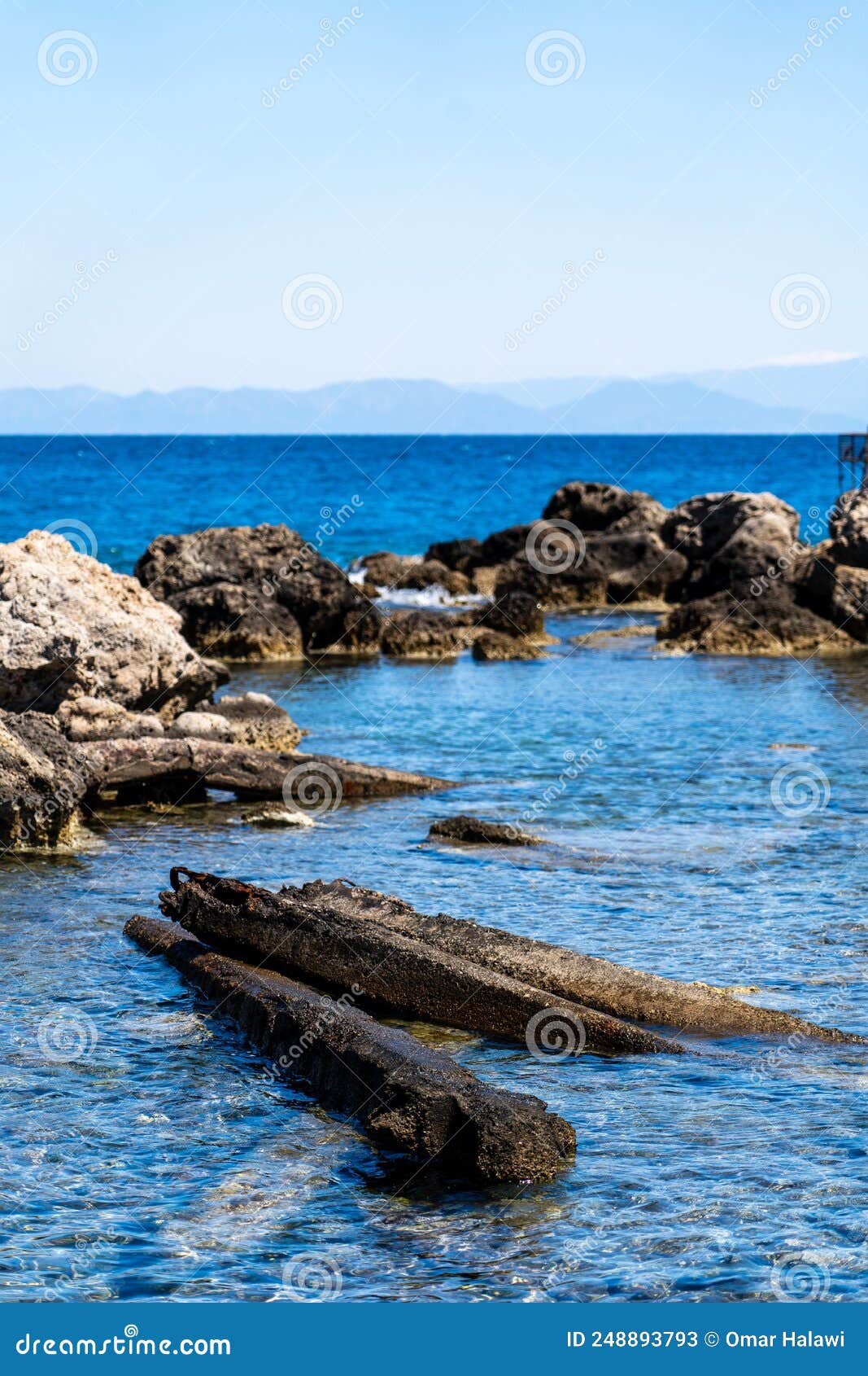 Old Stone Bares and Large Rocks Made a Barrier in the Beach for ...