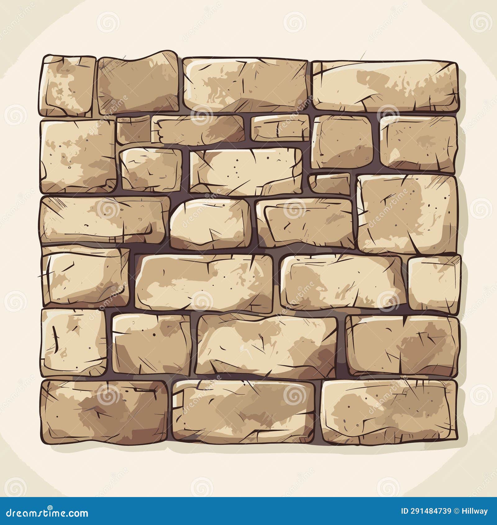 Old Stone Brick Wall Vector Illustration Background - Texture Pattern ...
