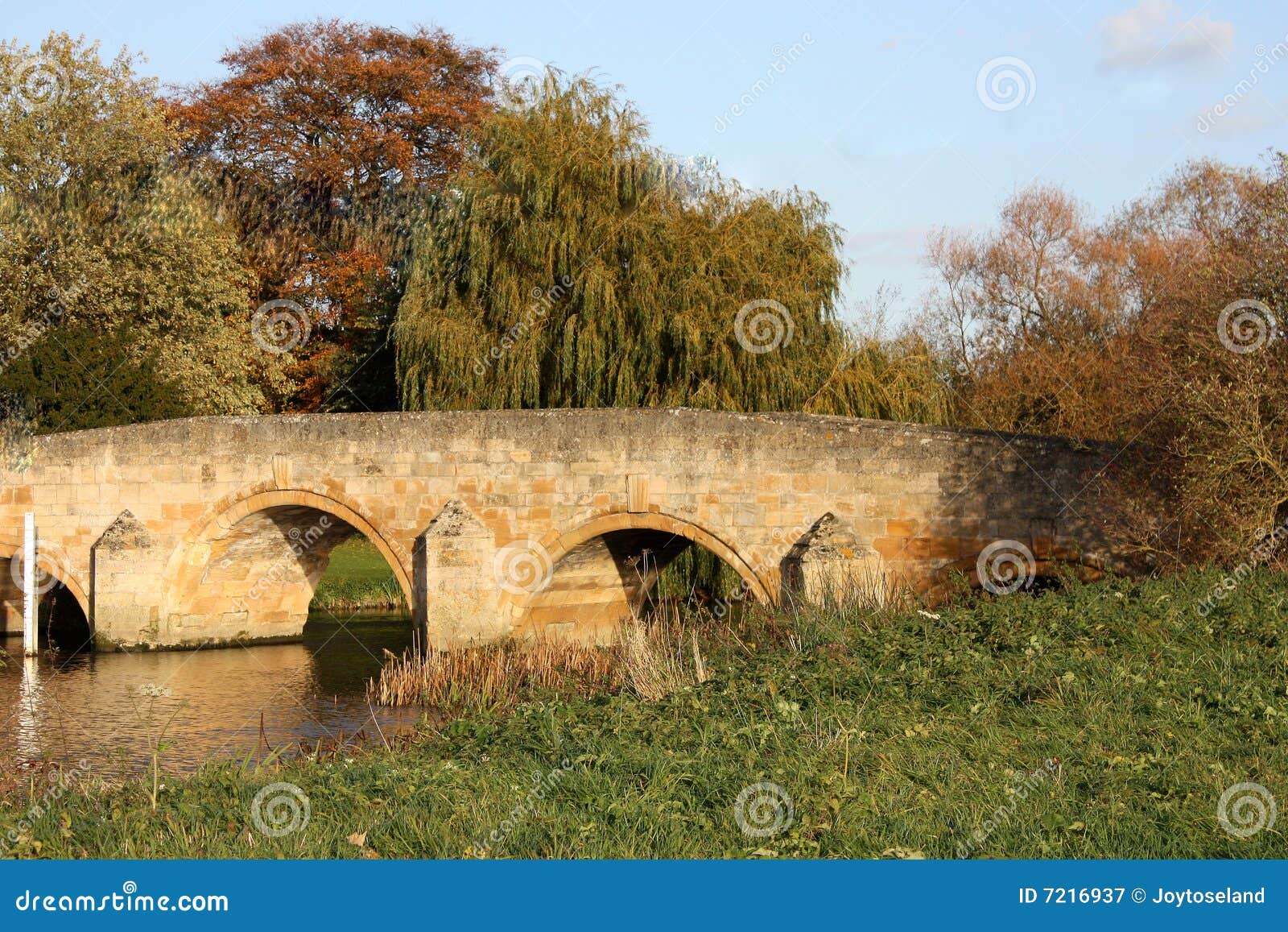 Old stone bridge, stock image. Image of trees, river, autumn - 7216937