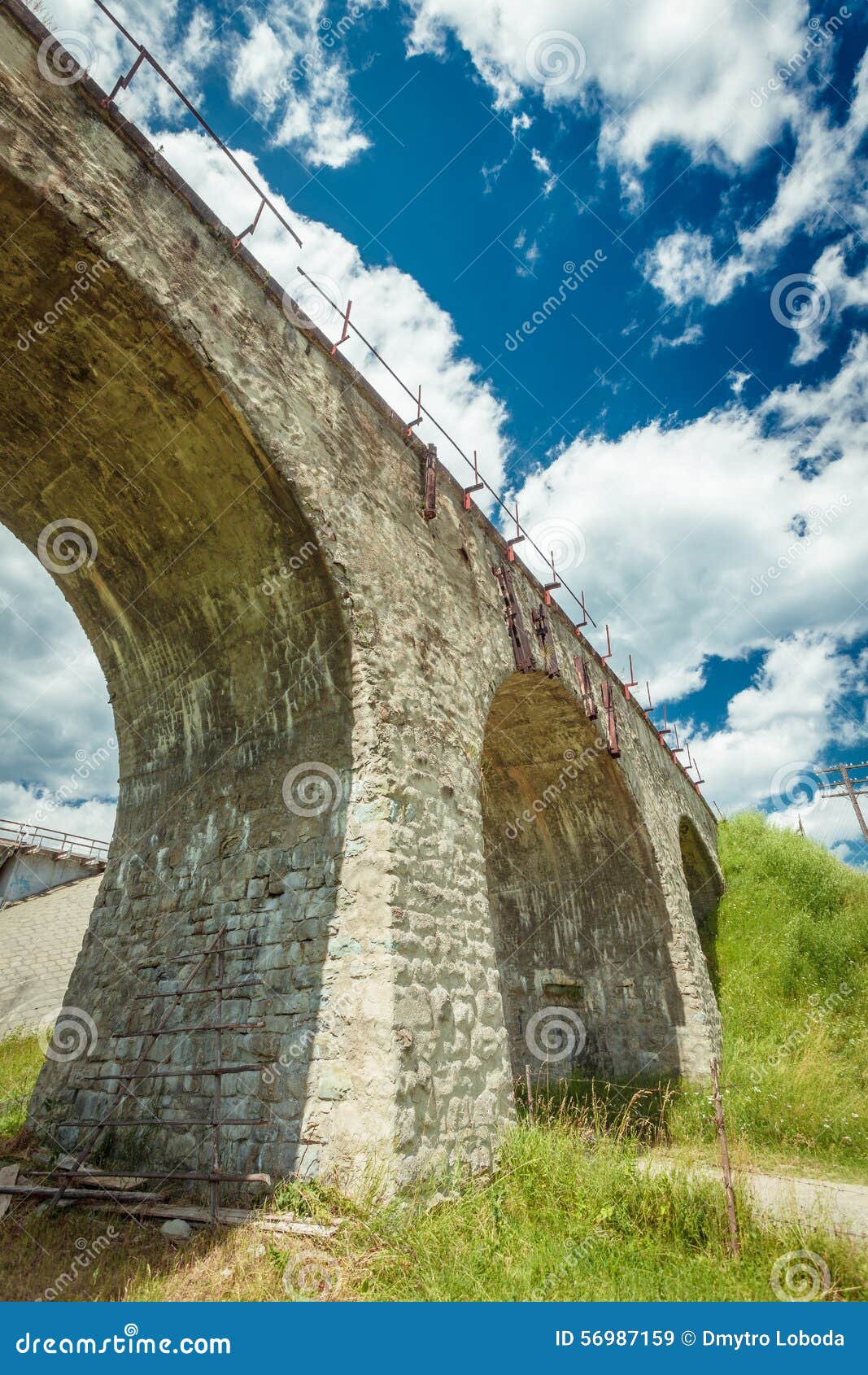 Old Stone Bridge on a Background of Blue Sky Stock Image - Image of ...