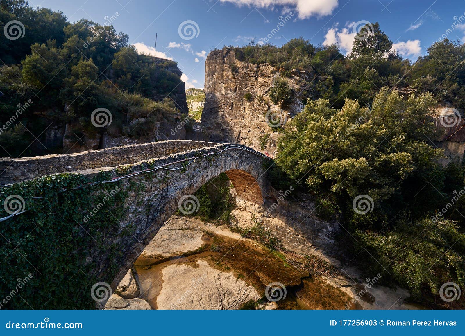 Old Stone Bridge Crossing a River without Water Stock Image - Image of ...