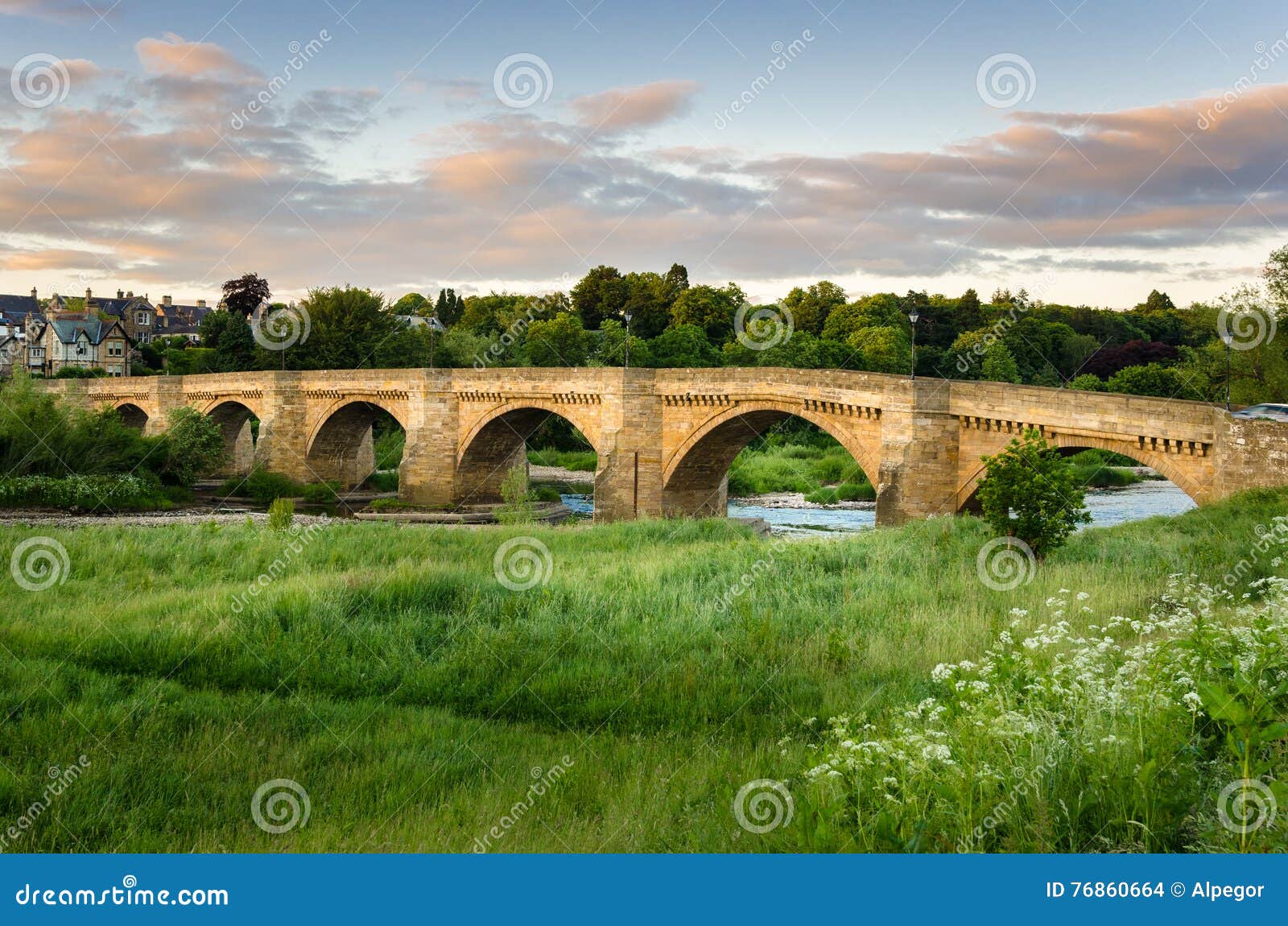 Old Stone Bridge at Dusk stock photo. Image of background - 76860664