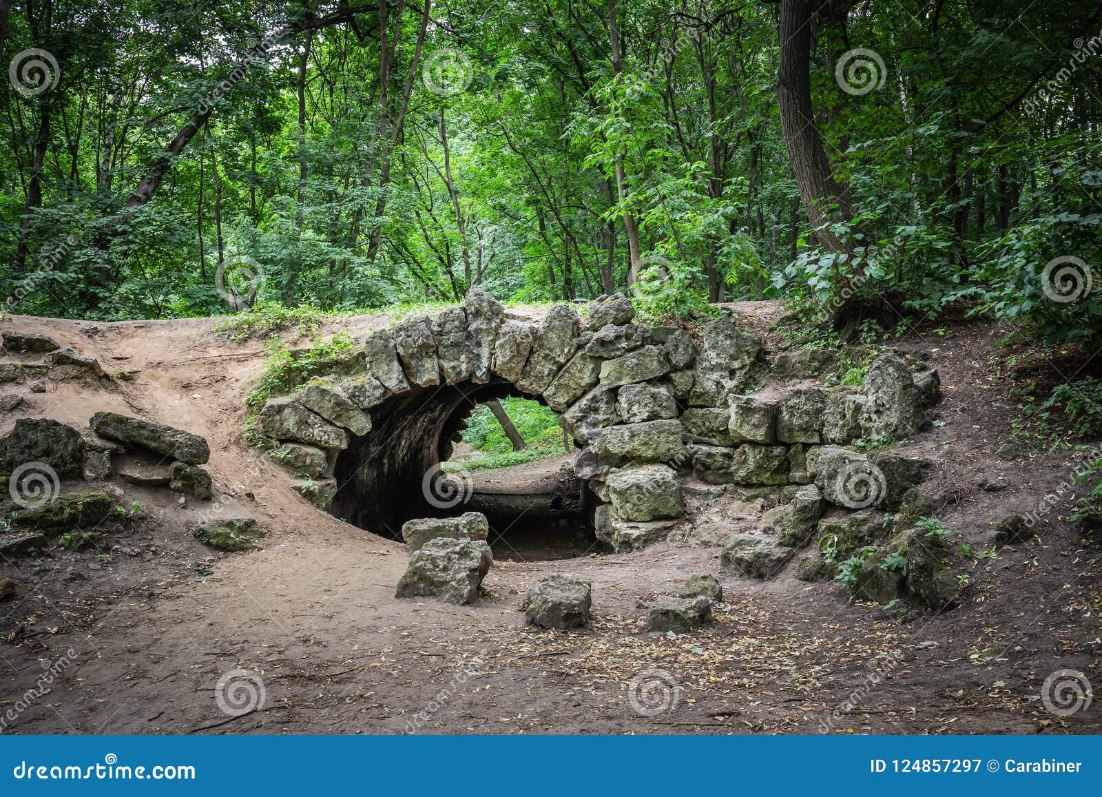 Old Stone Bridge in the Forest Stock Image - Image of outdoor, leaf ...