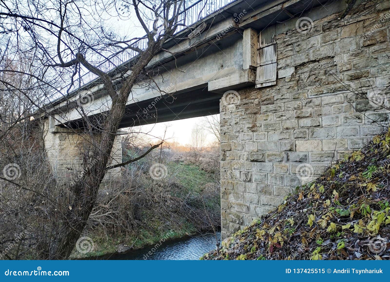Old Stone Bridge Over a Shallow River Stock Image - Image of design ...