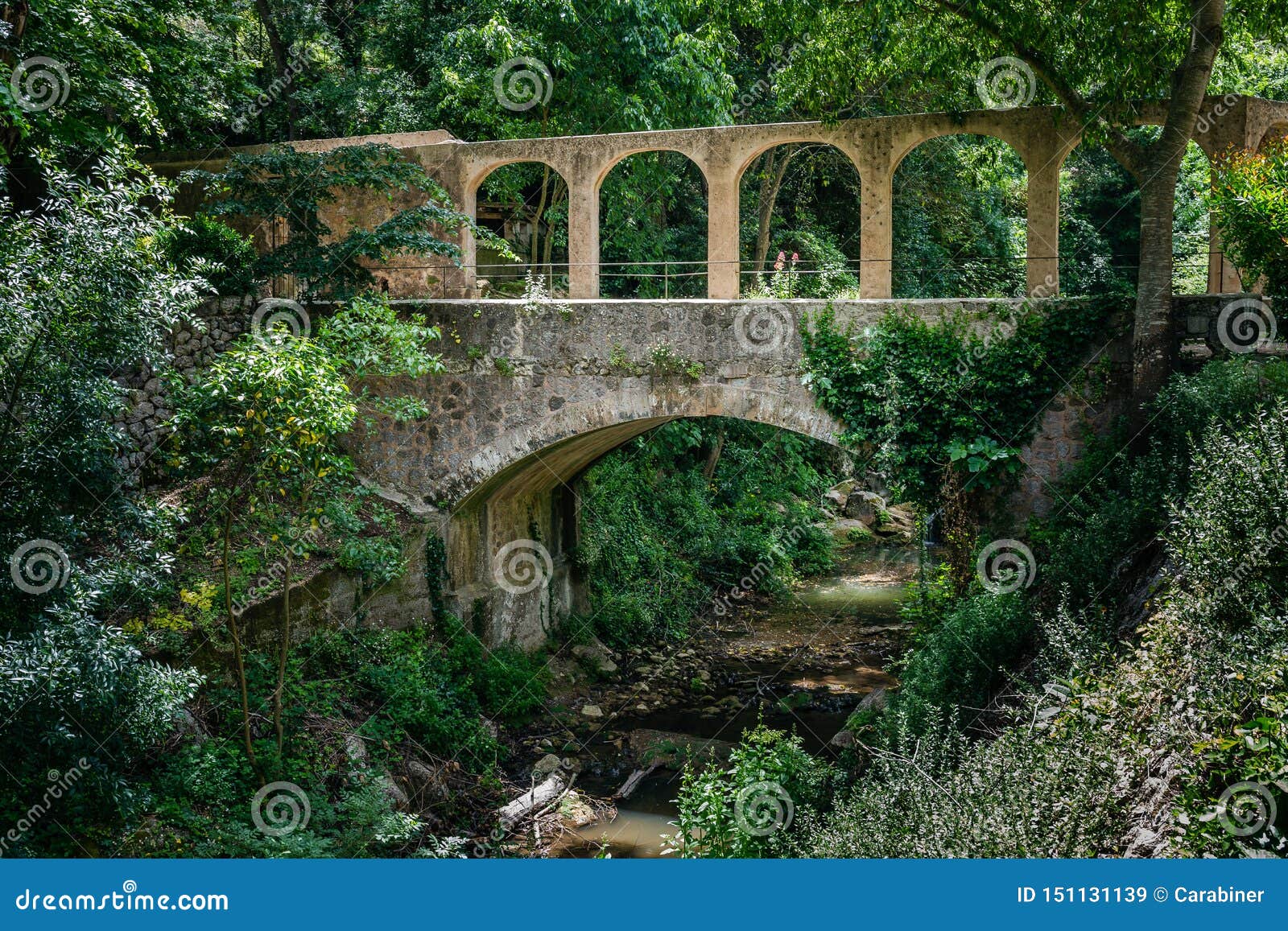 Old Stone Bridge Over the Stream Stock Image - Image of stone, mallorca ...