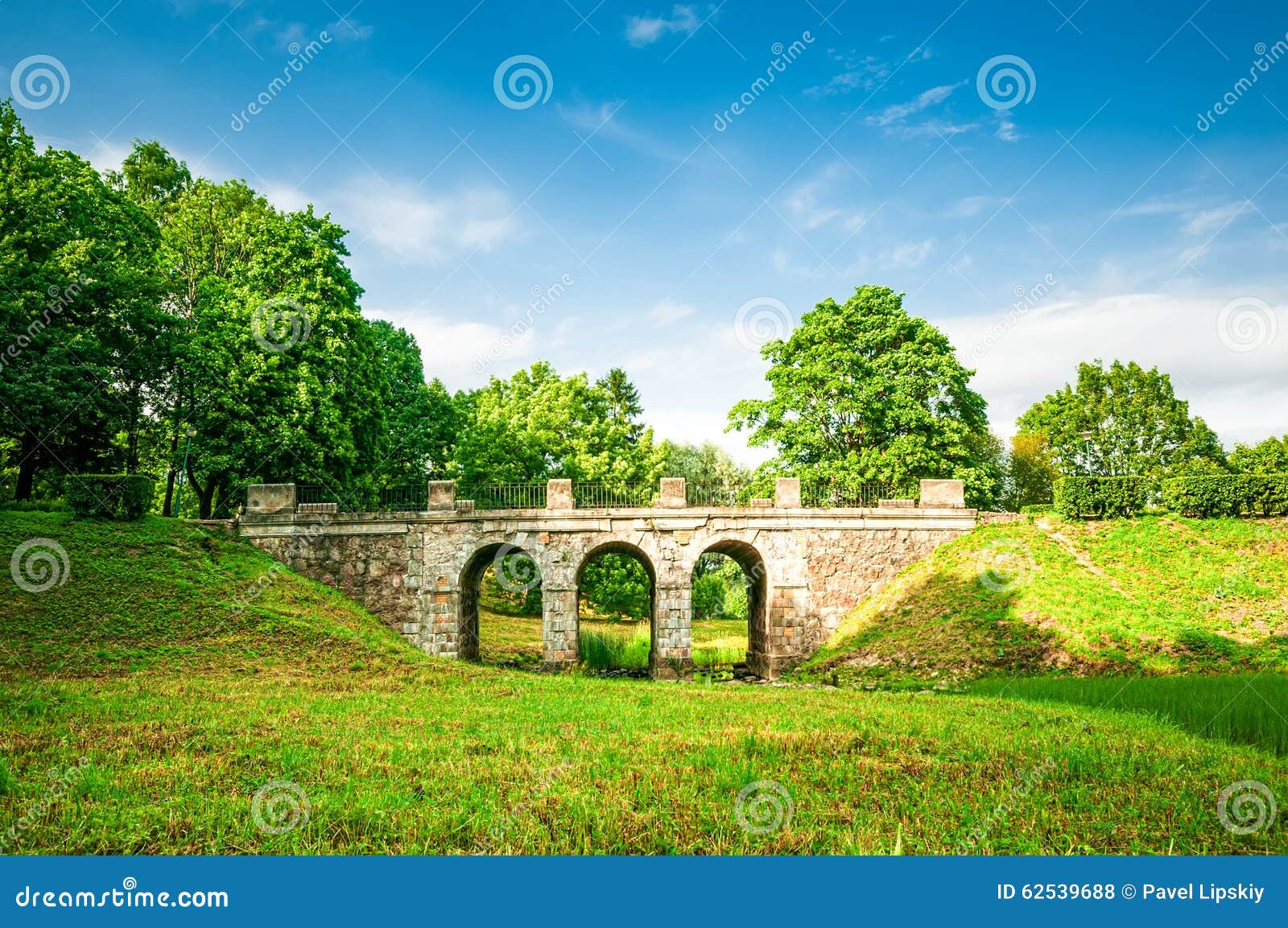 Old stone bridge in park stock photo. Image of landmark - 62539688