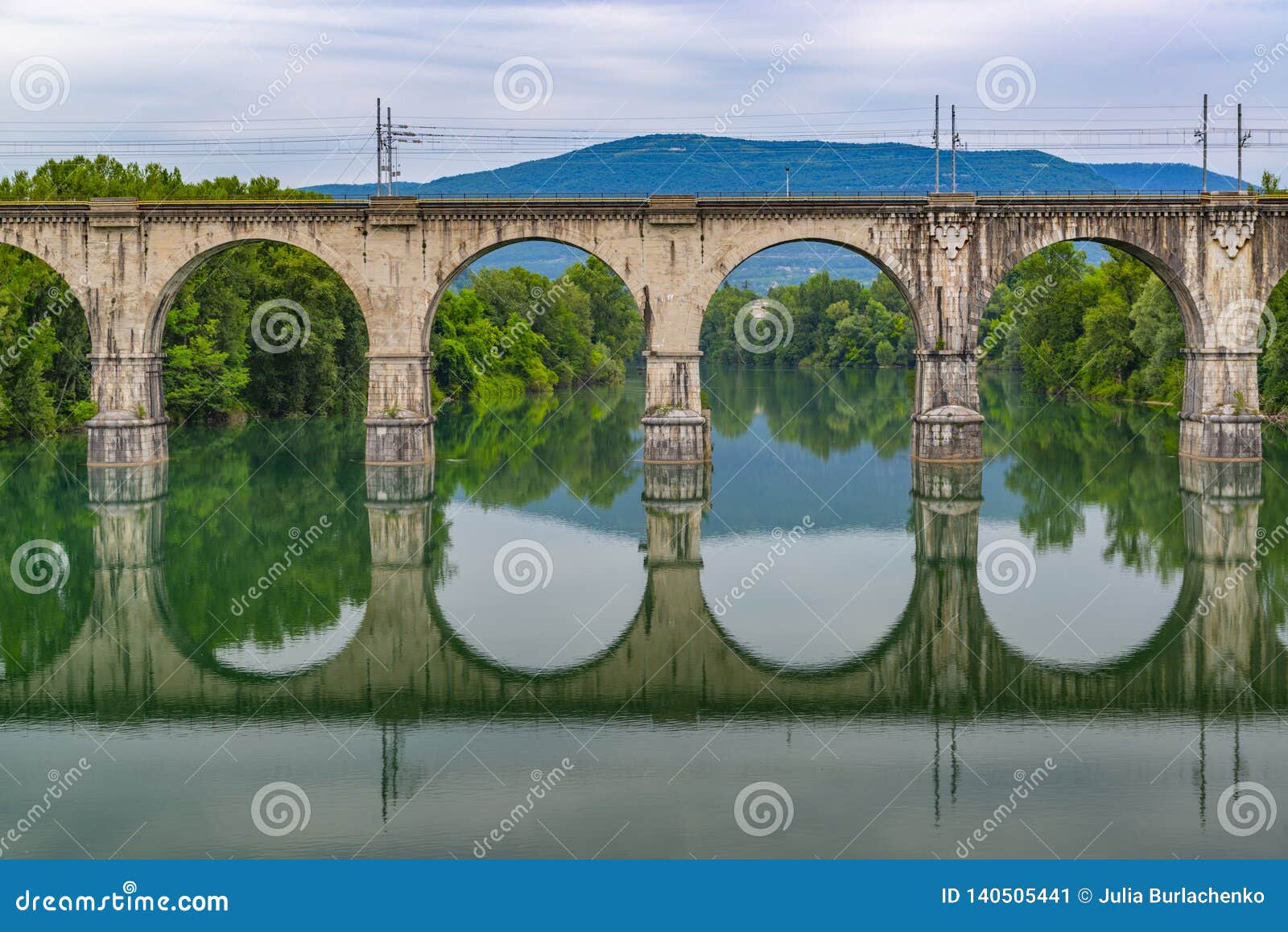 Old Stone Bridge Reflection in the Water Stock Image - Image of scene ...