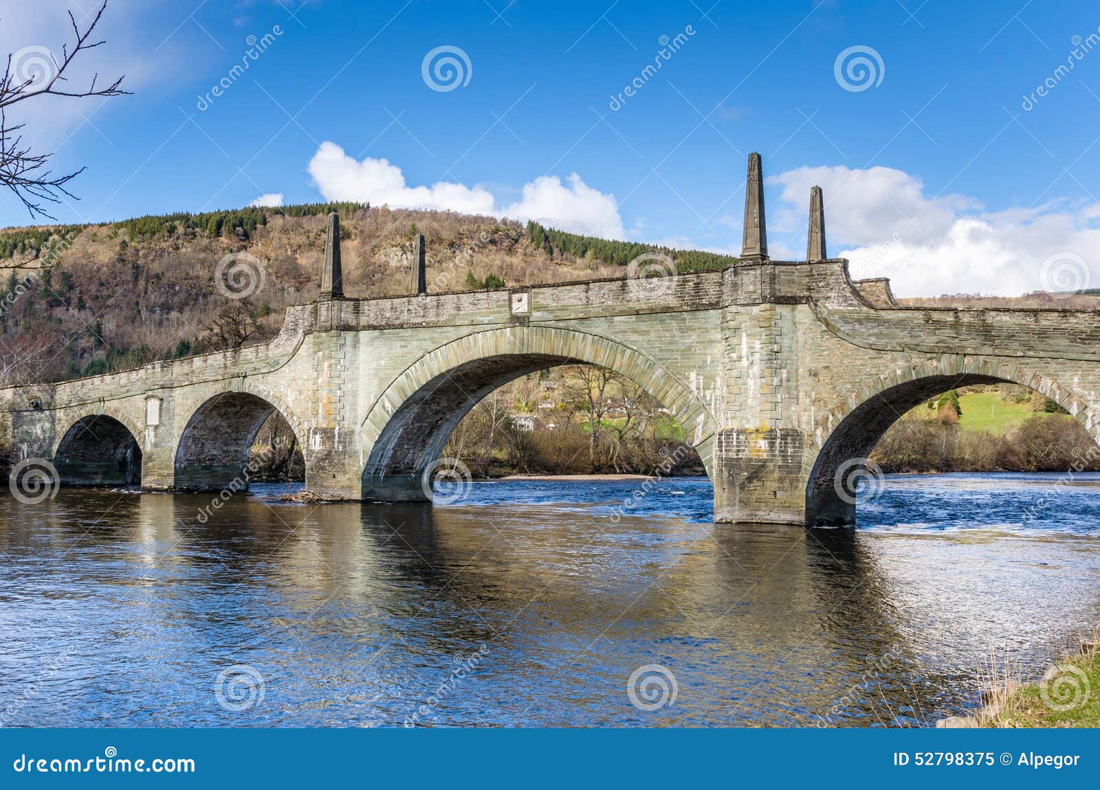 Old Stone Bridge and Reflection in Water Stock Image - Image of ...