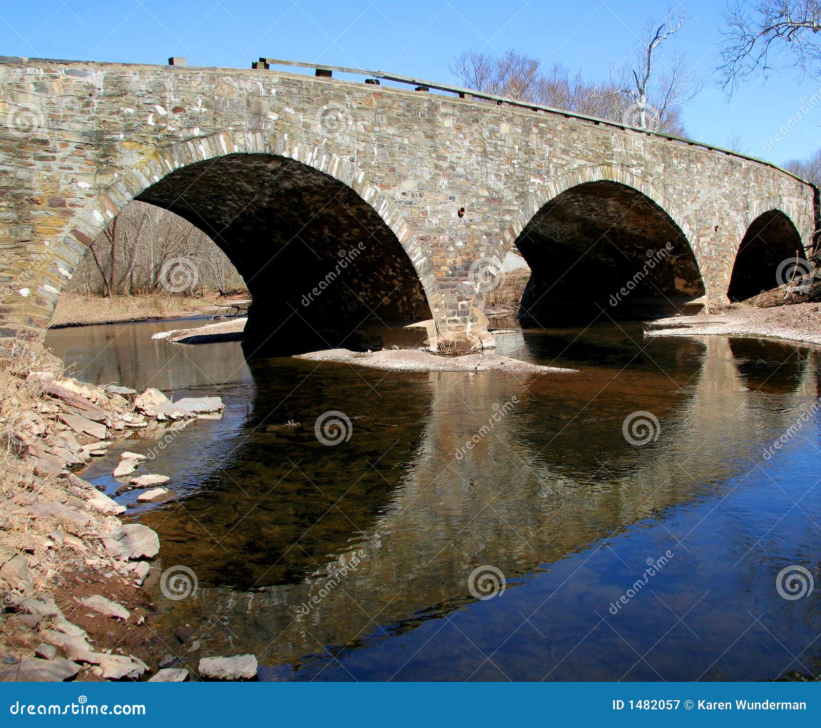 Old Stone Bridge with Three Arches Stock Image - Image of pattern ...