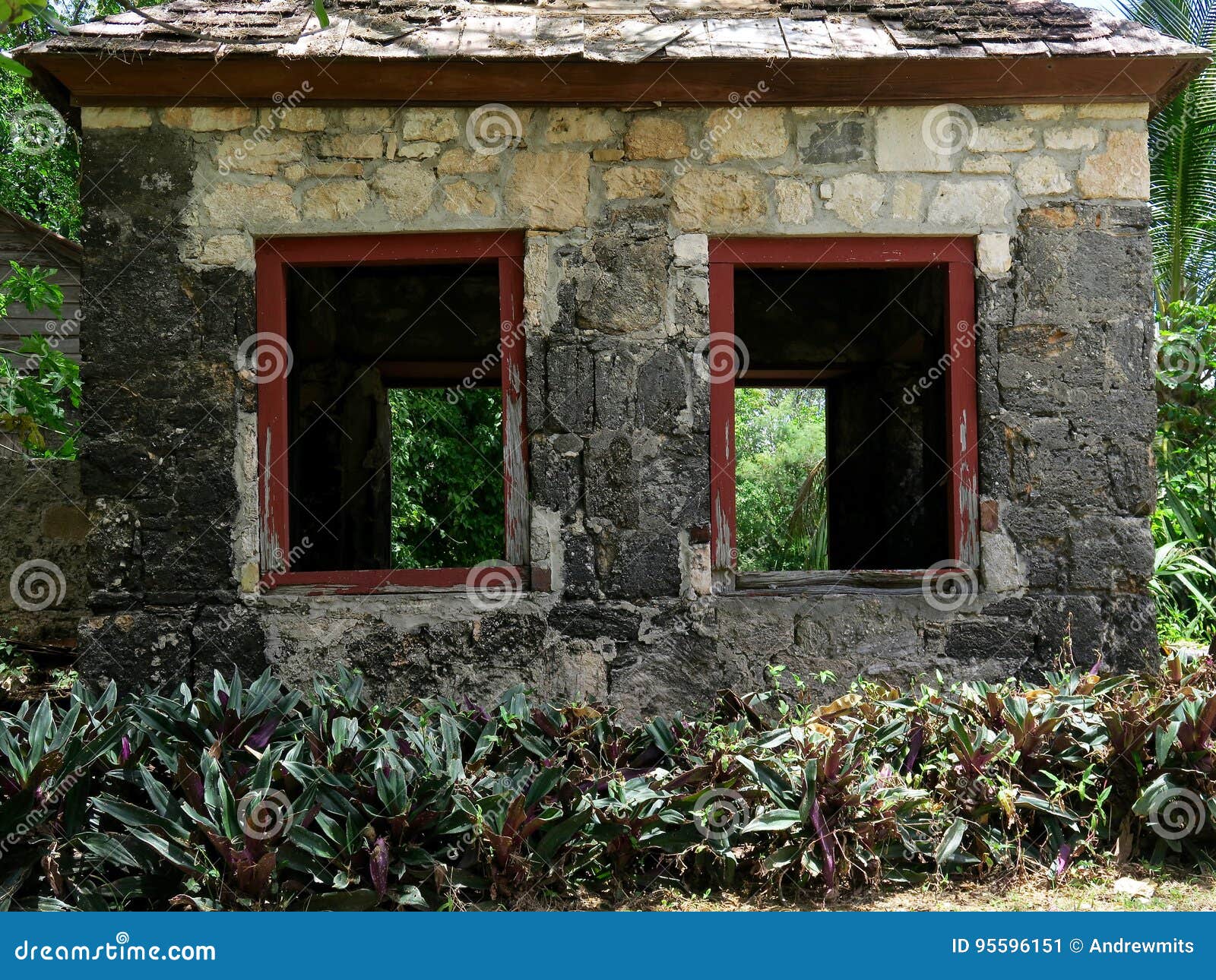 Old Stone Building in Tropical Setting Stock Image - Image of islands ...