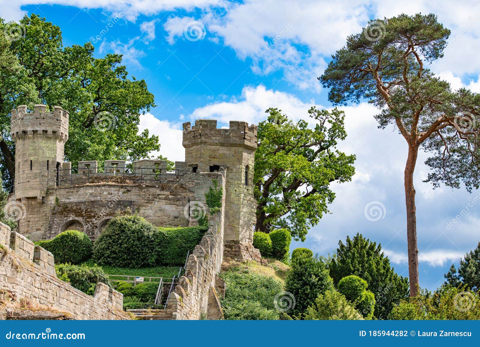 Old Stone Castle Ruin Medieval Monument with Tree Stock Photo - Image ...