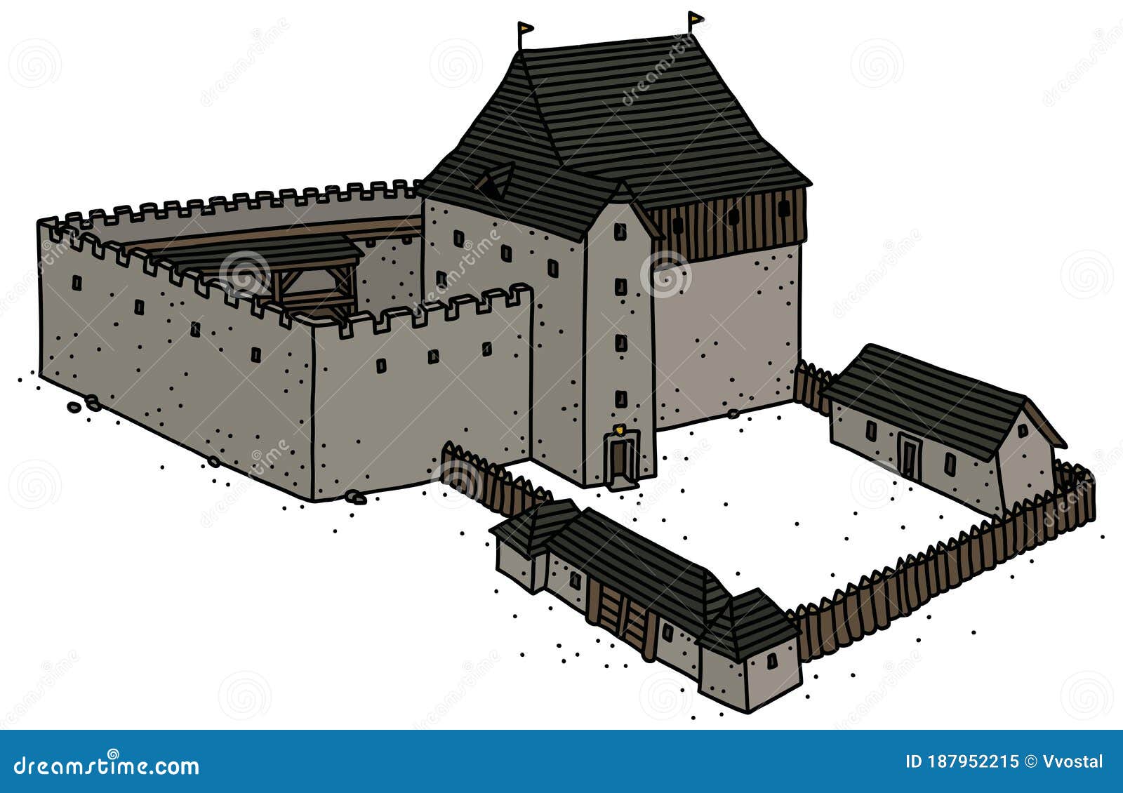 Wooden Palisade Fence Linear Vector Concept Icon | CartoonDealer.com ...