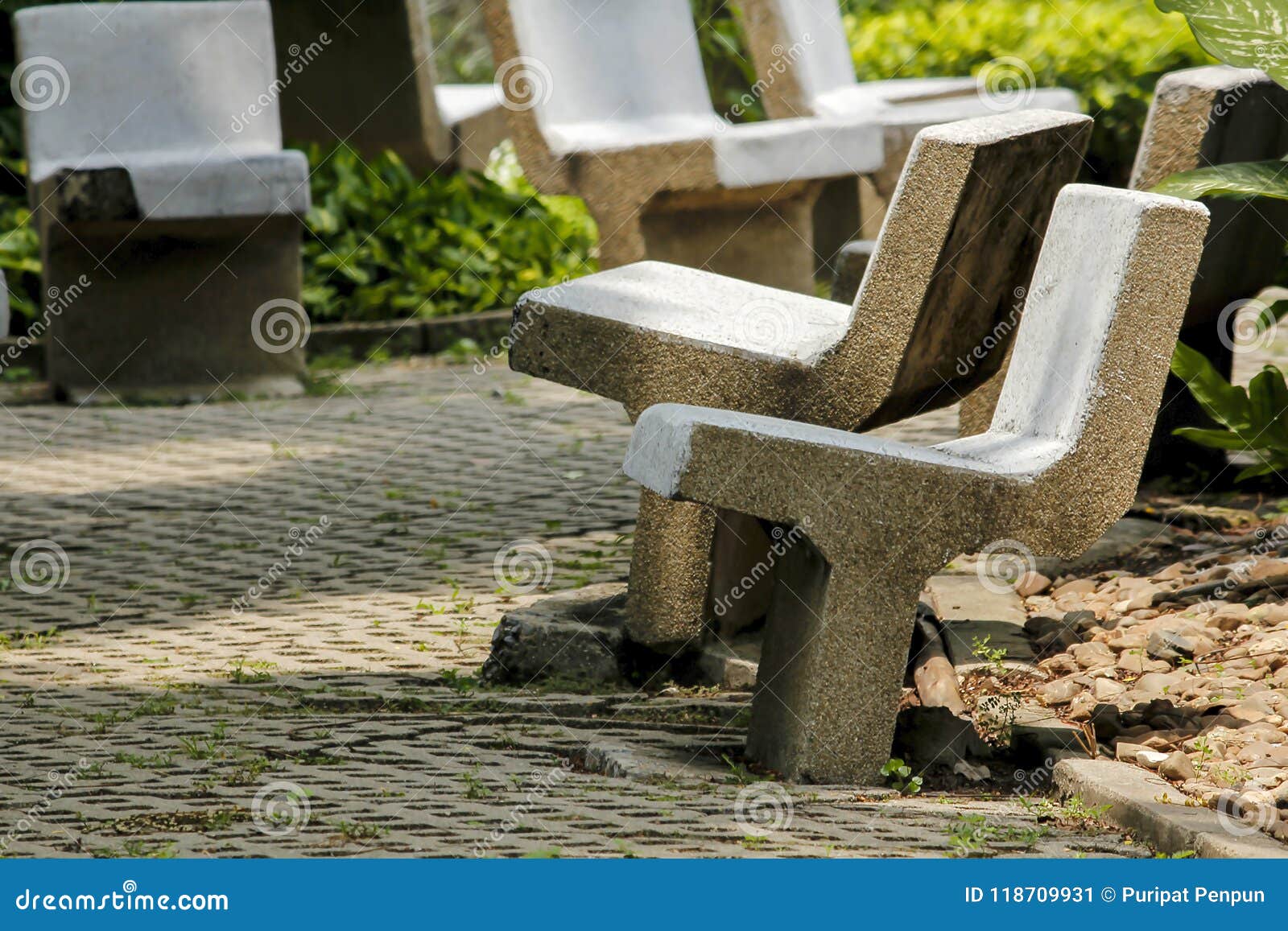 Old Stone Chair in the Park. Stock Image - Image of park, bench: 118709931