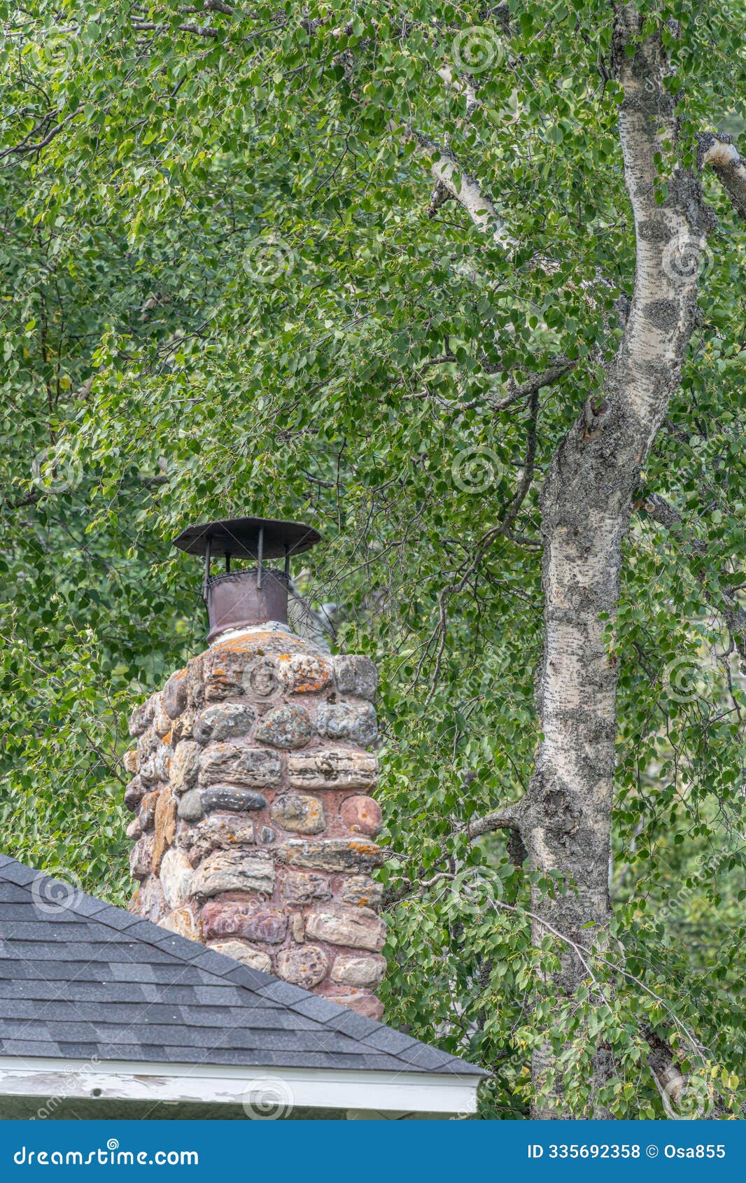 Old Stone Chimney on Top of a House Stock Photo - Image of chimney ...