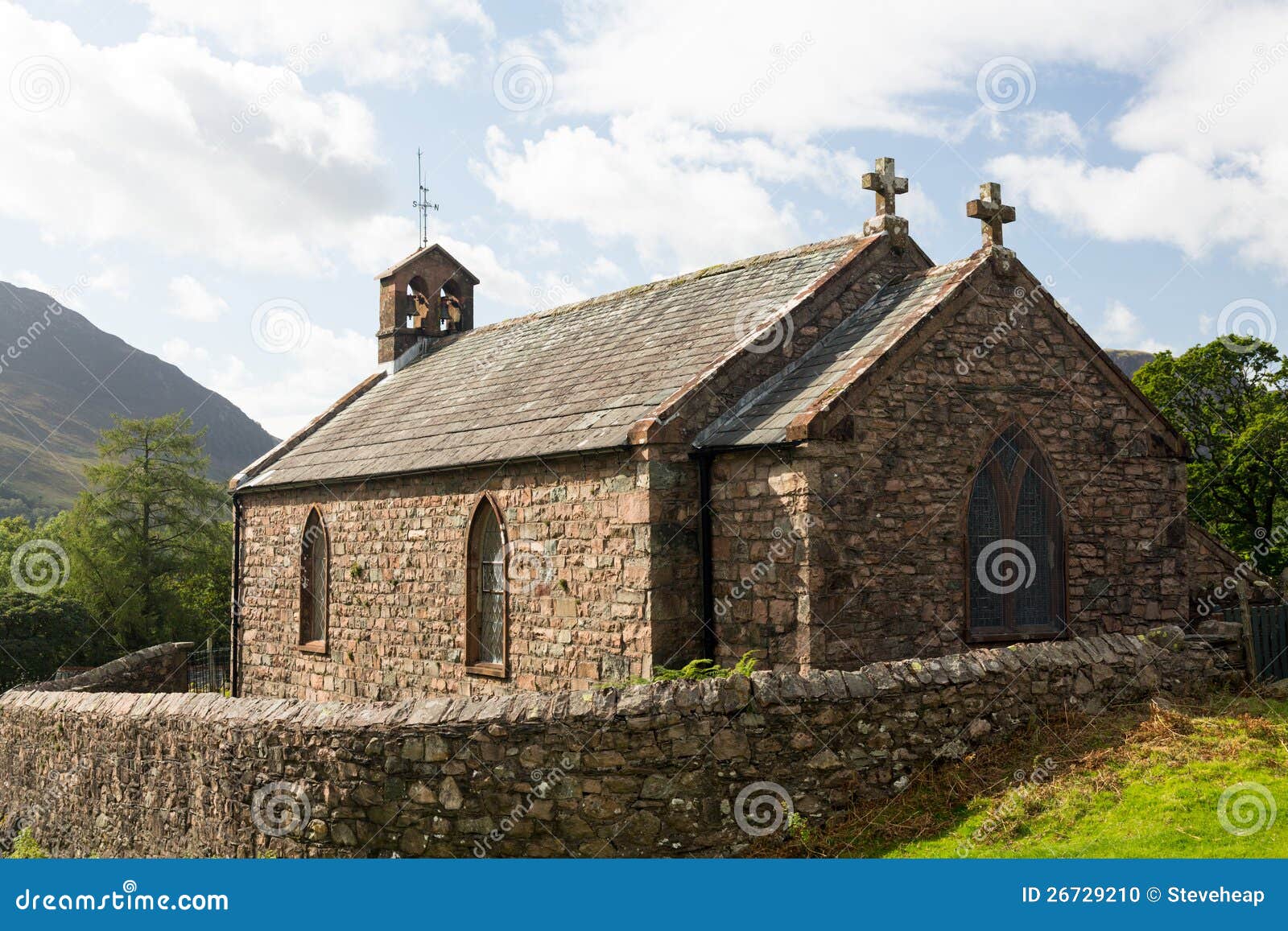Old Stone Church in Buttermere Village Stock Photo - Image of hills ...
