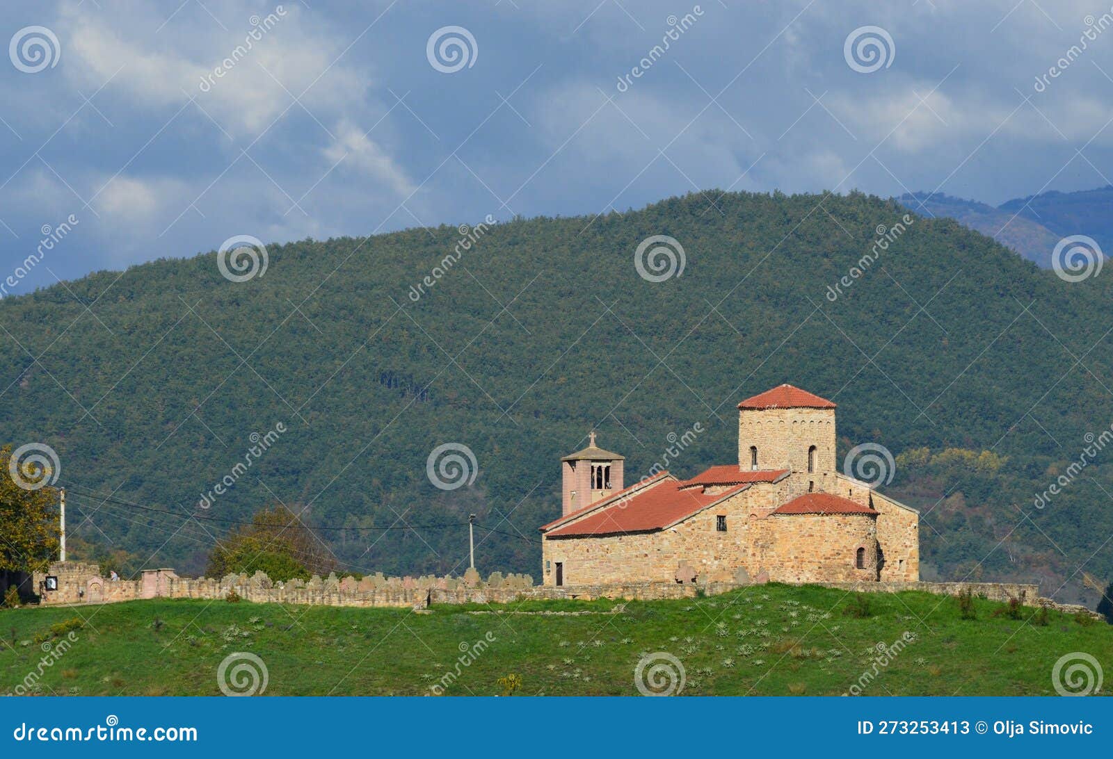 Stone church on the glade stock image. Image of monastery - 273253413