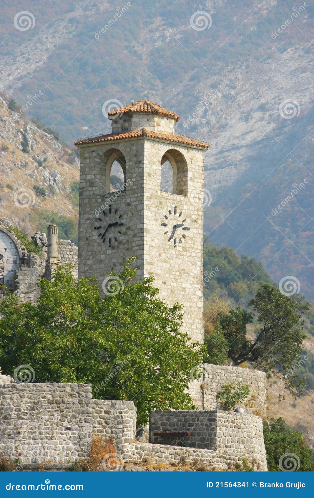 Old stone clock stock image. Image of background, history - 21564341