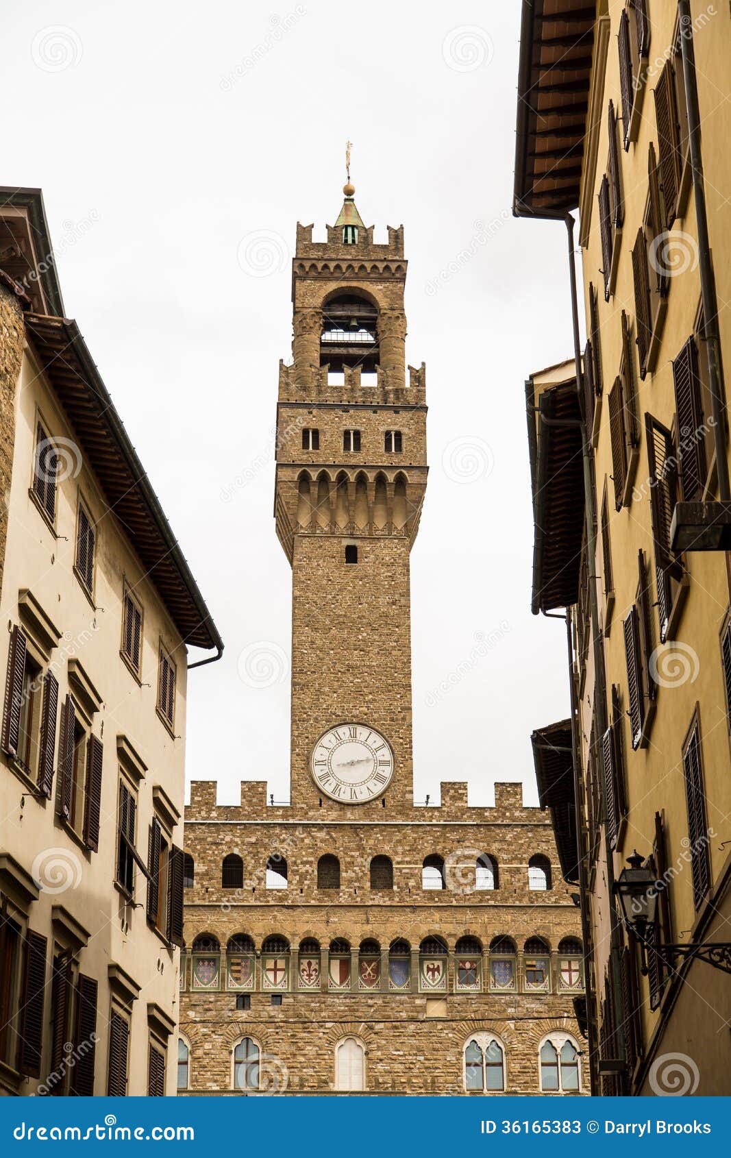 Old Stone Clock Tower in Florence Stock Image - Image of holiday ...
