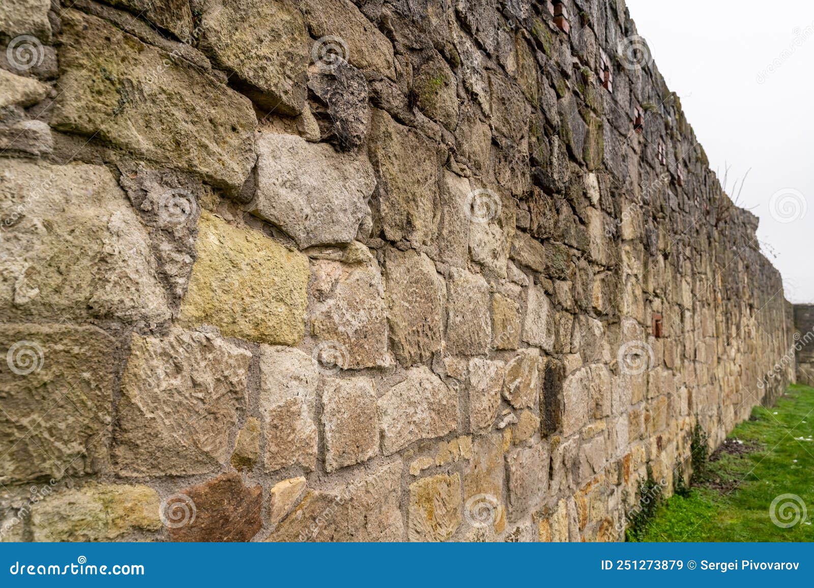 Old Stone Cobblestone Wall, Old Castle Wall and Road Stock Image ...