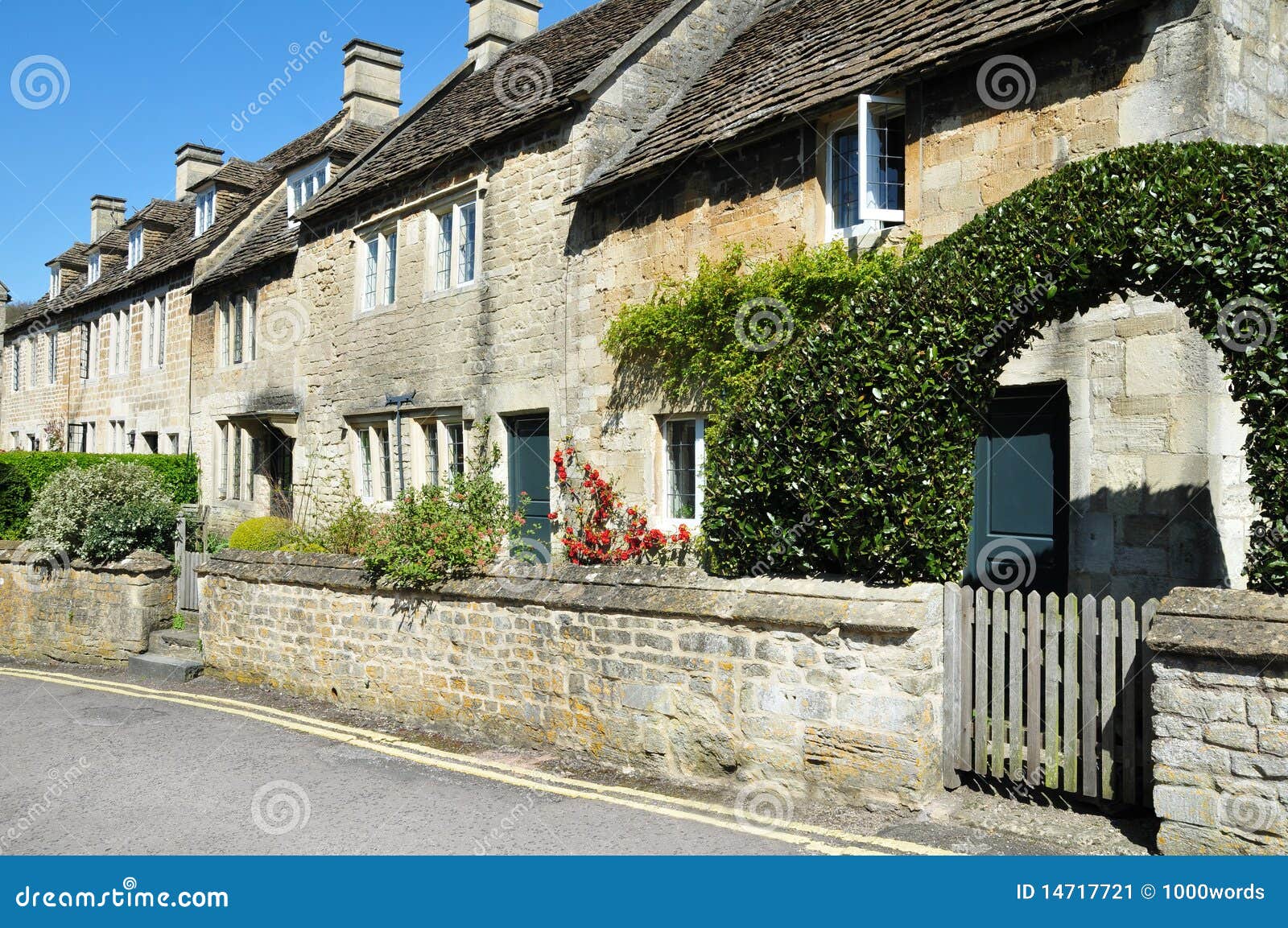 Old Stone Cottages stock image. Image of cottages, gates - 14717721