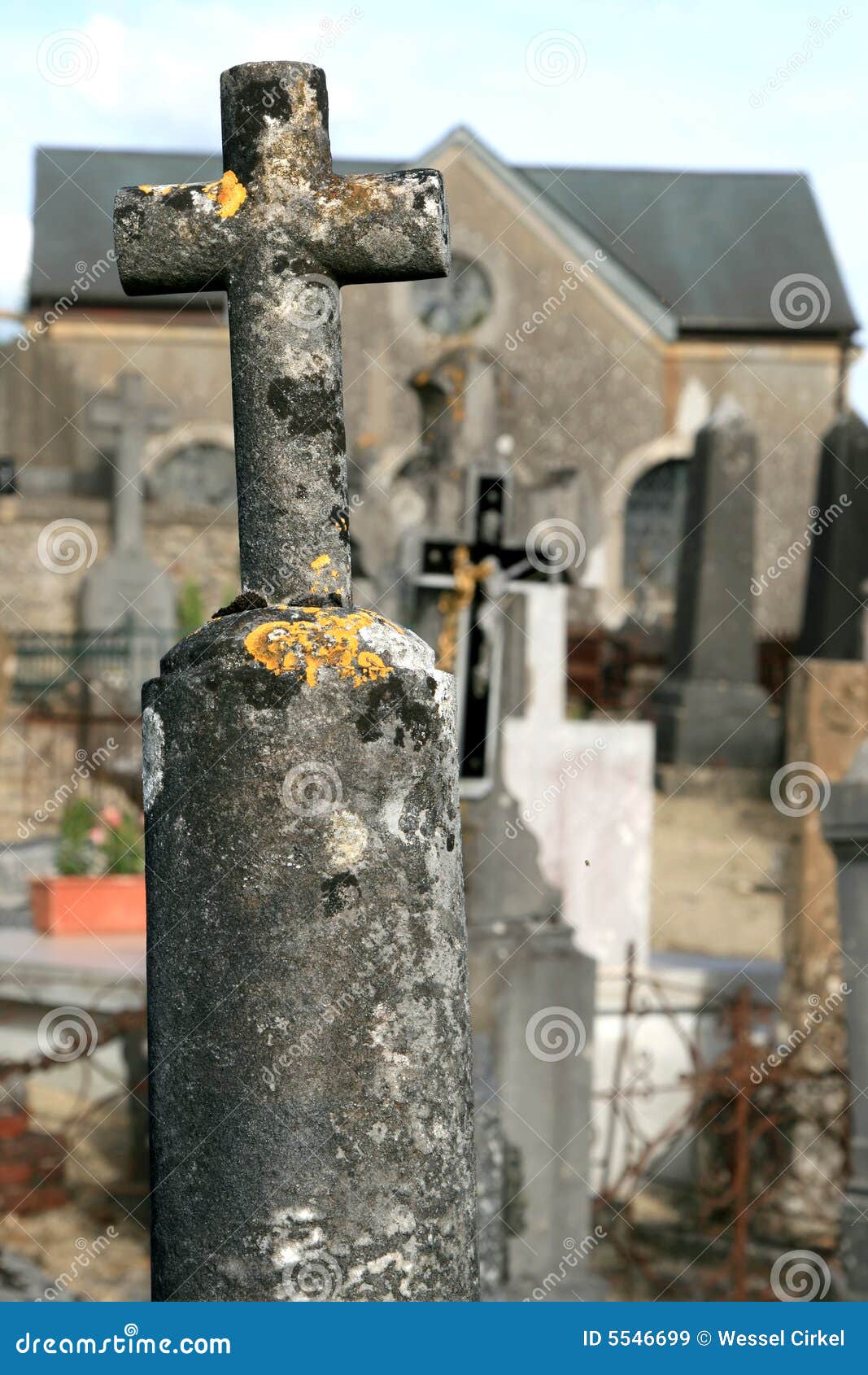 Old Stone Cross at a Churchyard Stock Image - Image of europe, disorder ...