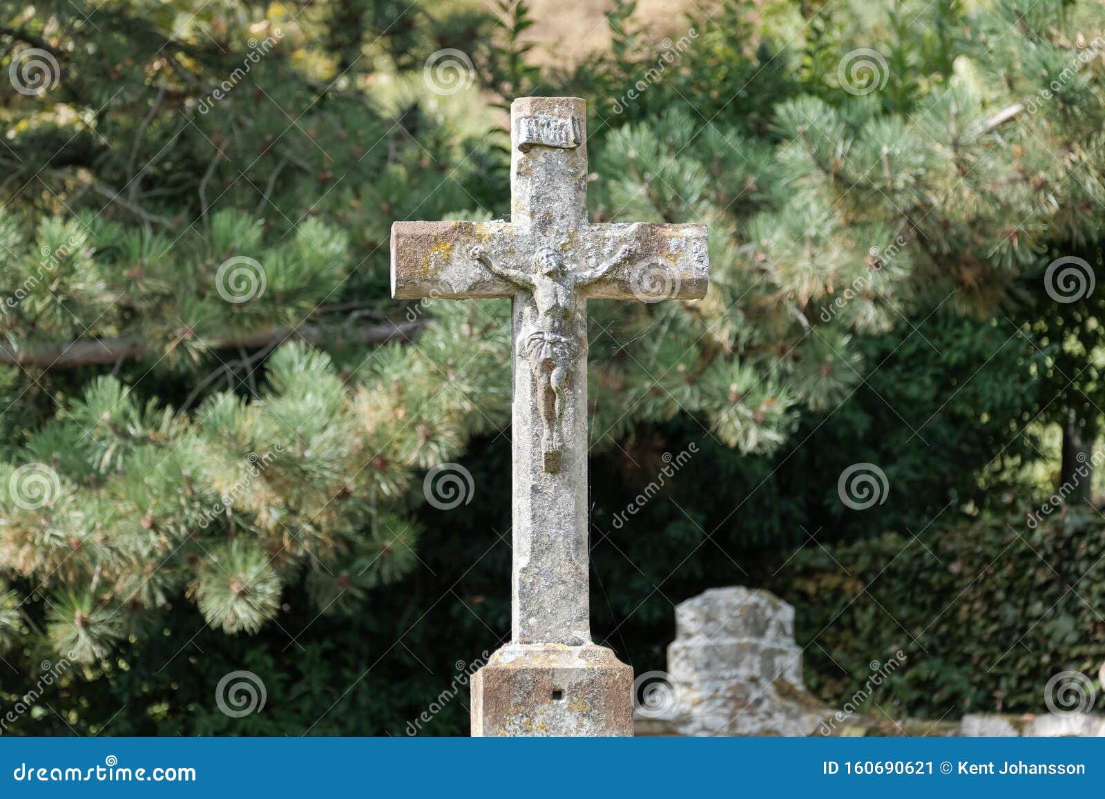 Stone Crucifix By The Road In The Black Forest Mountains. Royalty-Free ...