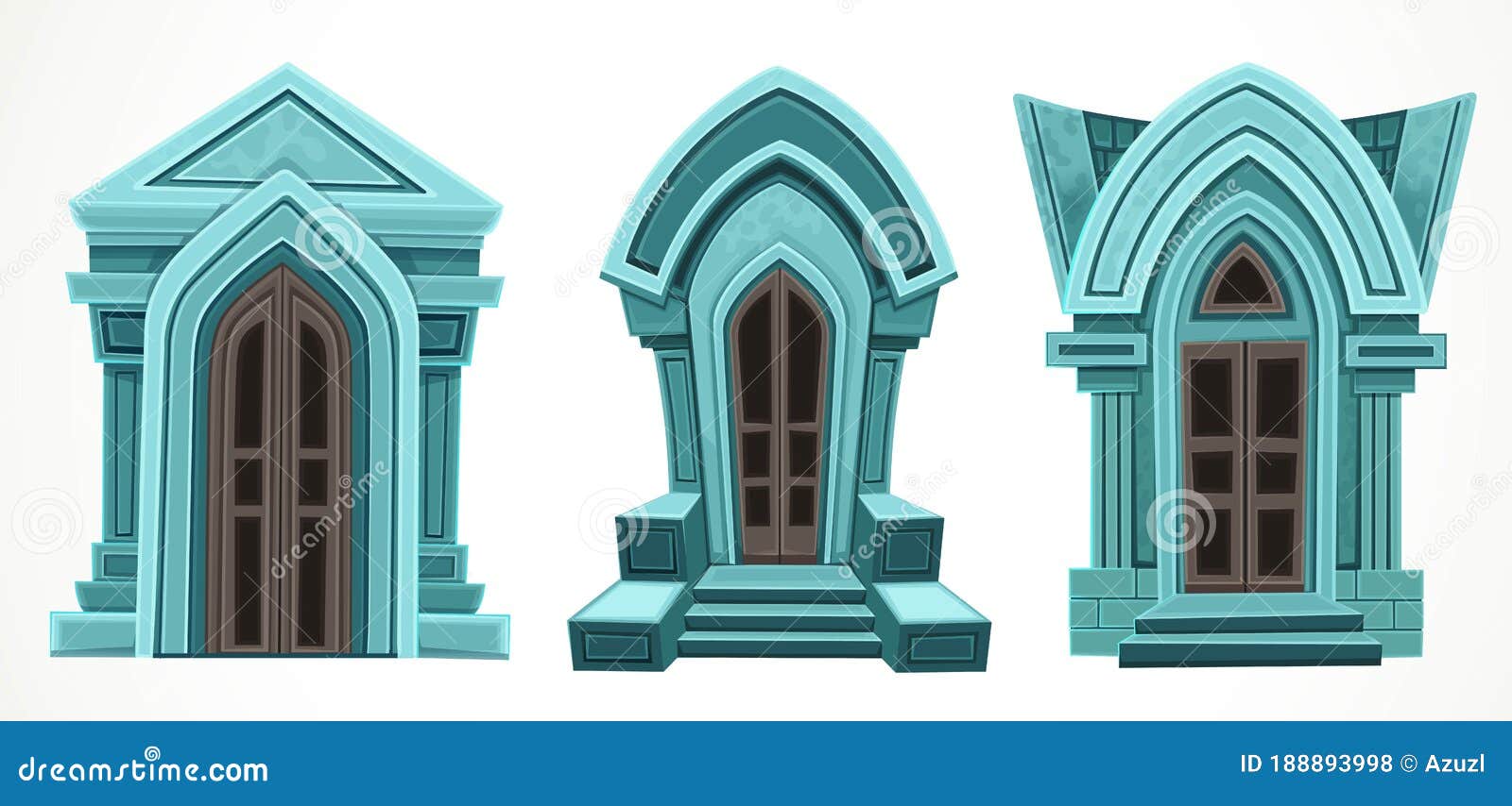 Old Stone Crypts Set Isolated on a White Stock Vector - Illustration of ...