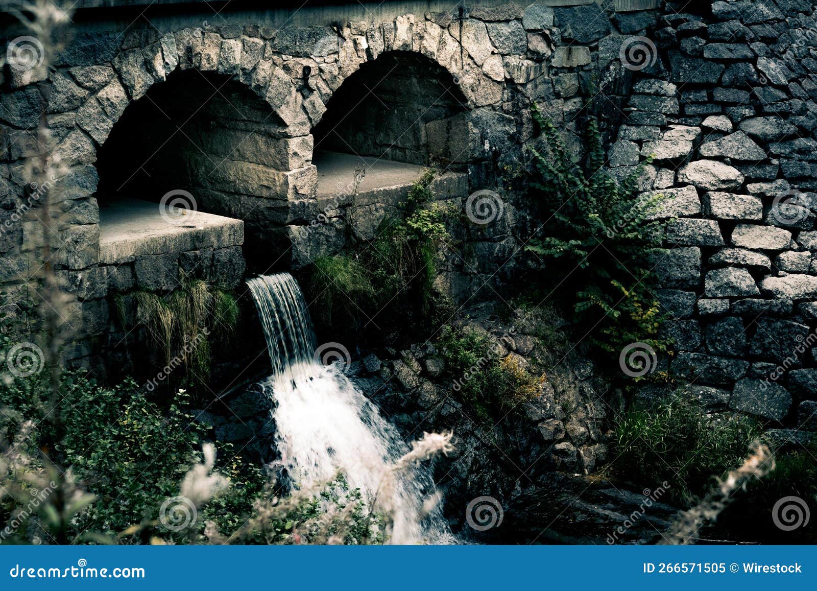 Old Stone Dam with Arch Holes Stock Image - Image of holes ...