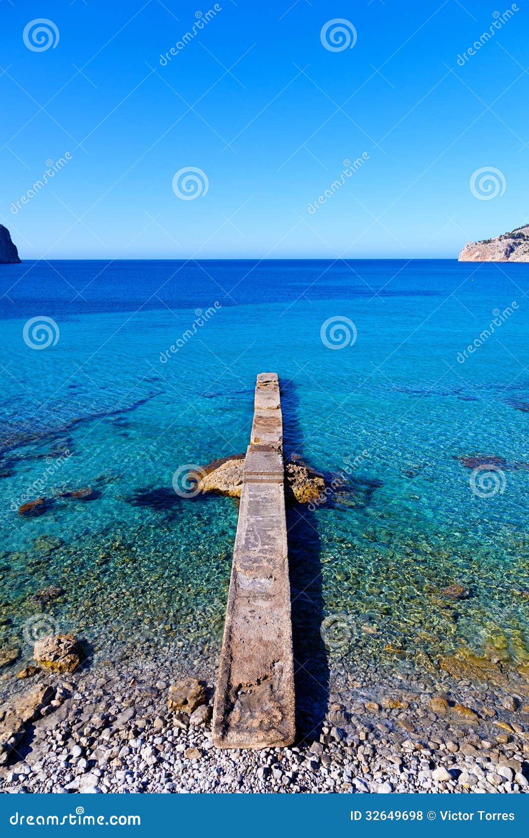 Old Stone Dock stock photo. Image of blue, calvia, paguera - 32649698