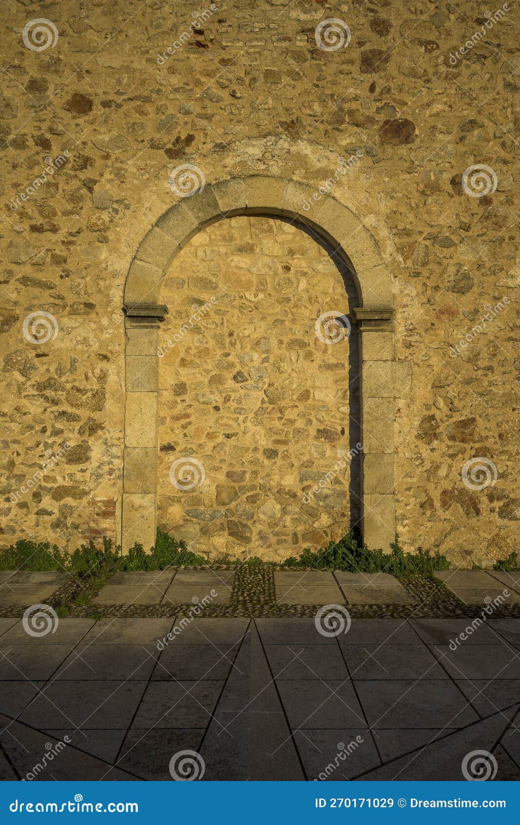 Old Stone Door Bricked Up Vertically To Prevent Entry Stock Image ...