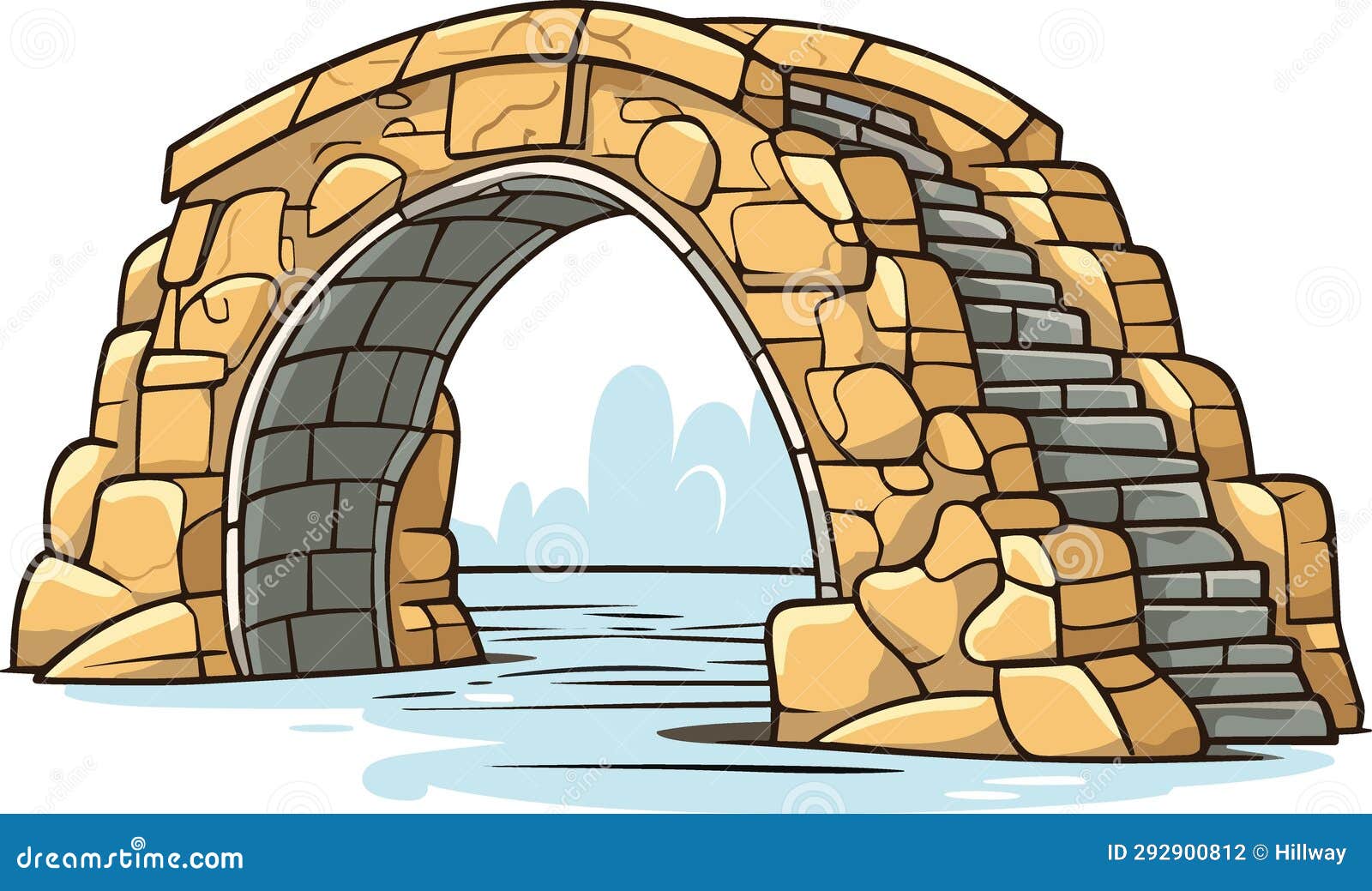 Old Stone Footbridge Over River Vector In Cartoon Style | CartoonDealer ...