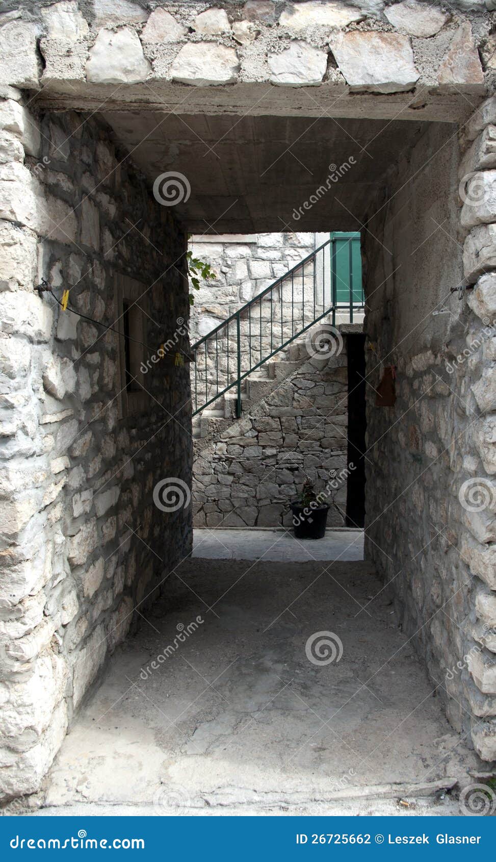 Old Stone Gate in Narrow Street in Croatia Stock Photo - Image of ...